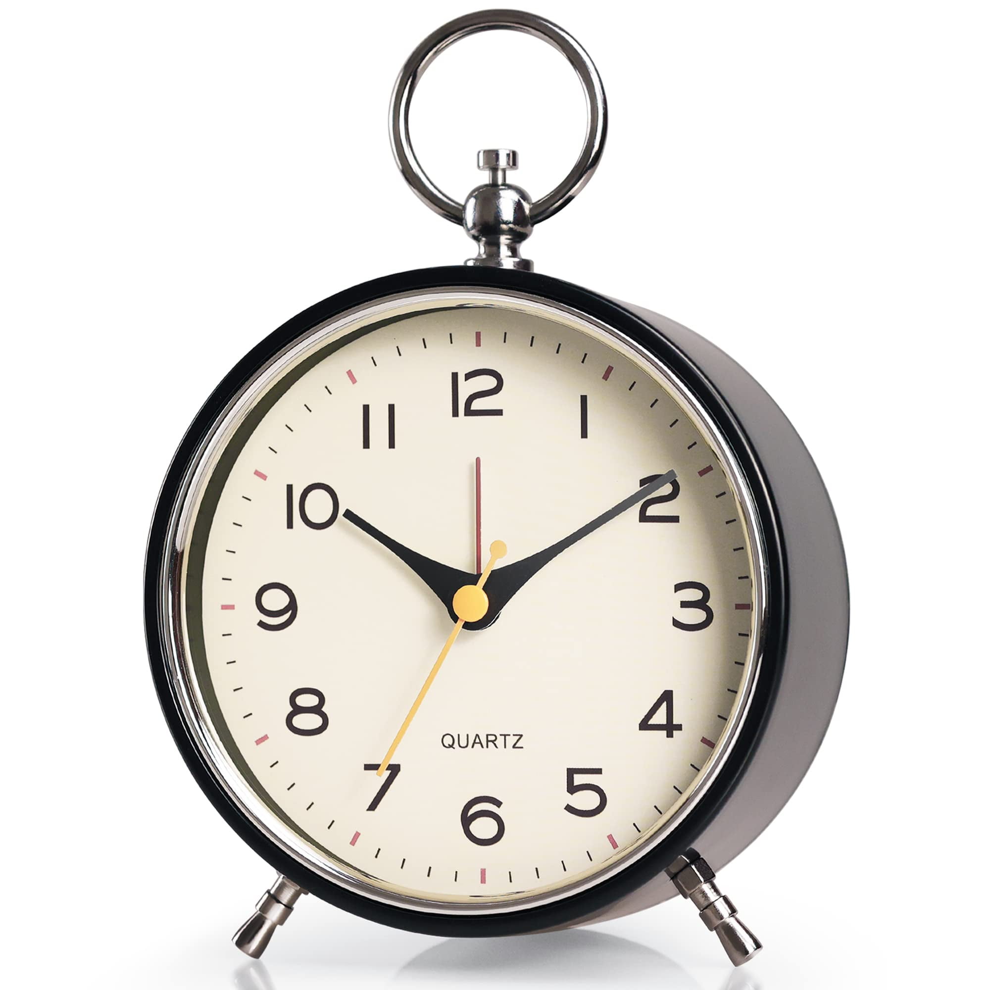 MINKUROW Analog Metal Retro Alarm Clock with Light,Snooze Silent No ...