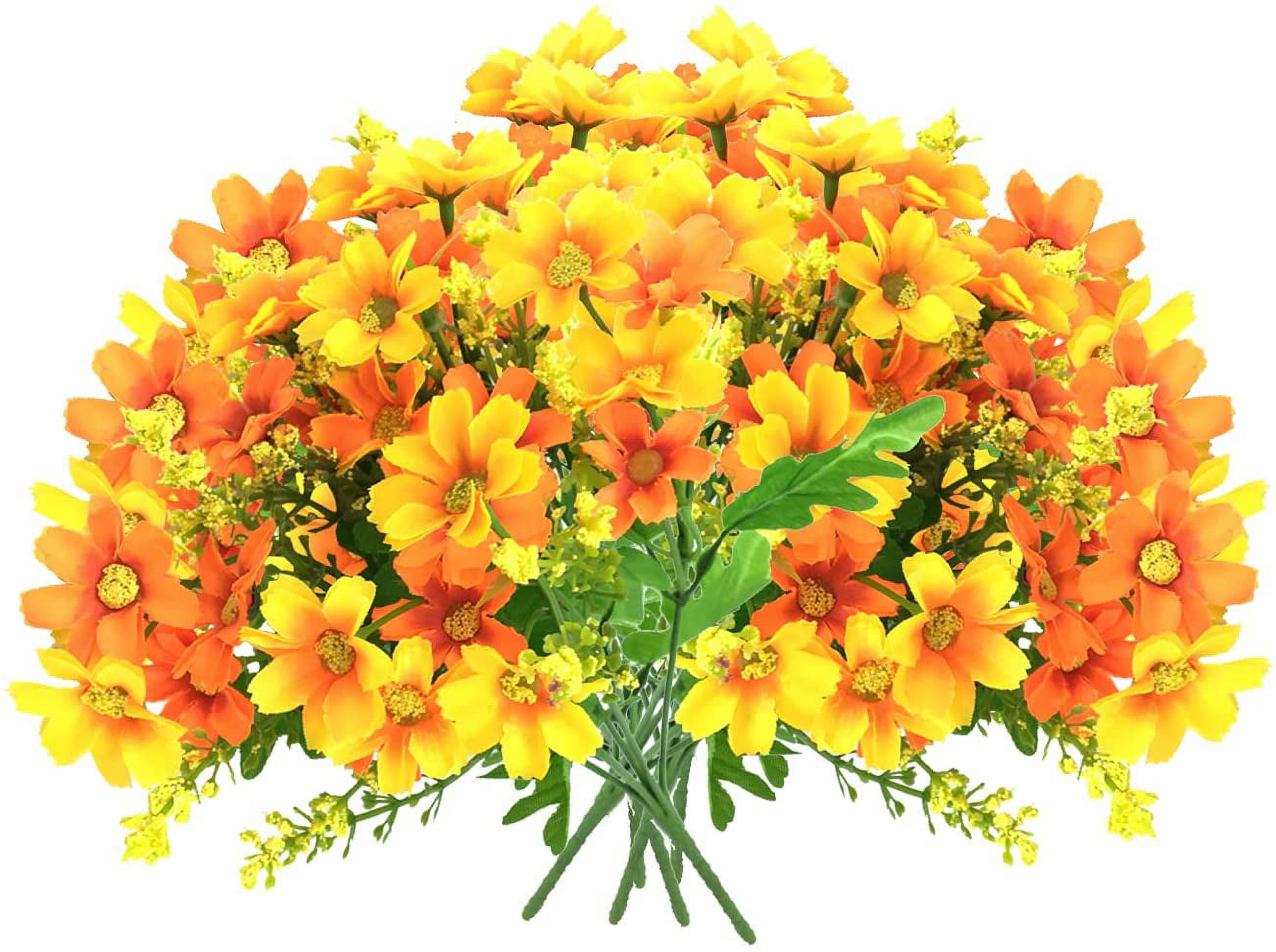 MINKUROW Artificial Flowers Silk Daisy,6 Bundles Fake Orange Daisy ...