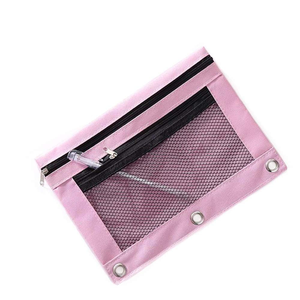 MINKUROW B5 Size Double Zipper 2 Pocket Pencil Bag,Transparent Mesh ...