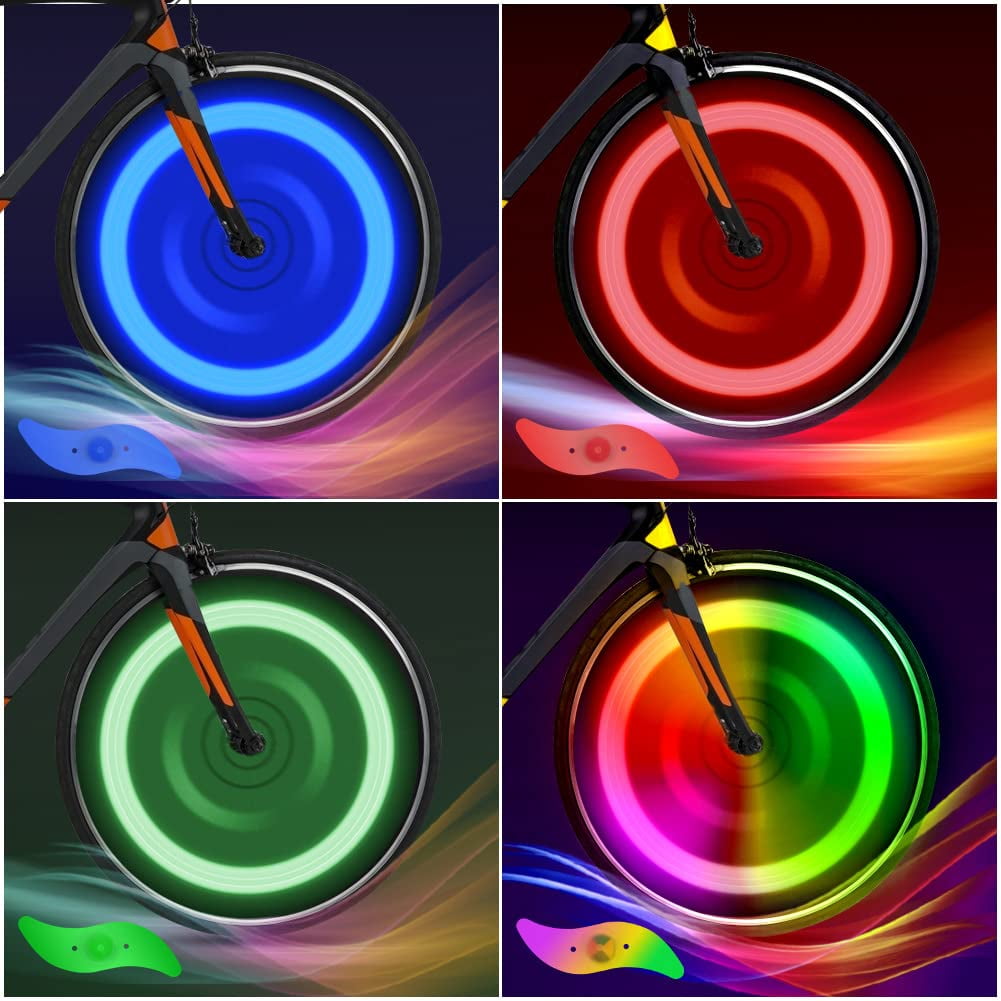 MINKUROW Bike Spoke Lights,4Packs Tire Flash Lamp LED Neon Wheel ...