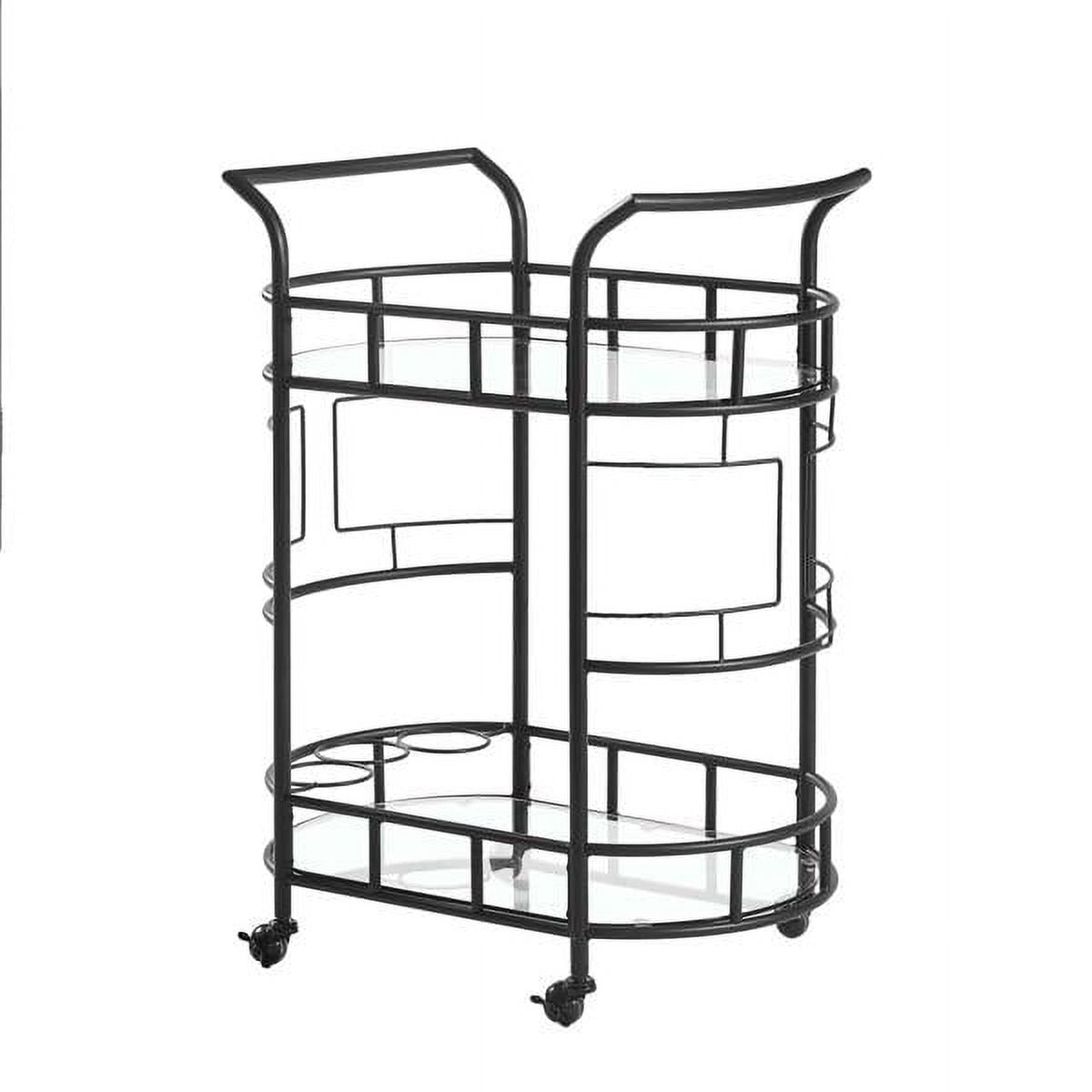 MINKUROW Black,Iron Frame(Baking Paint),Mobile glass dining cart easy ...
