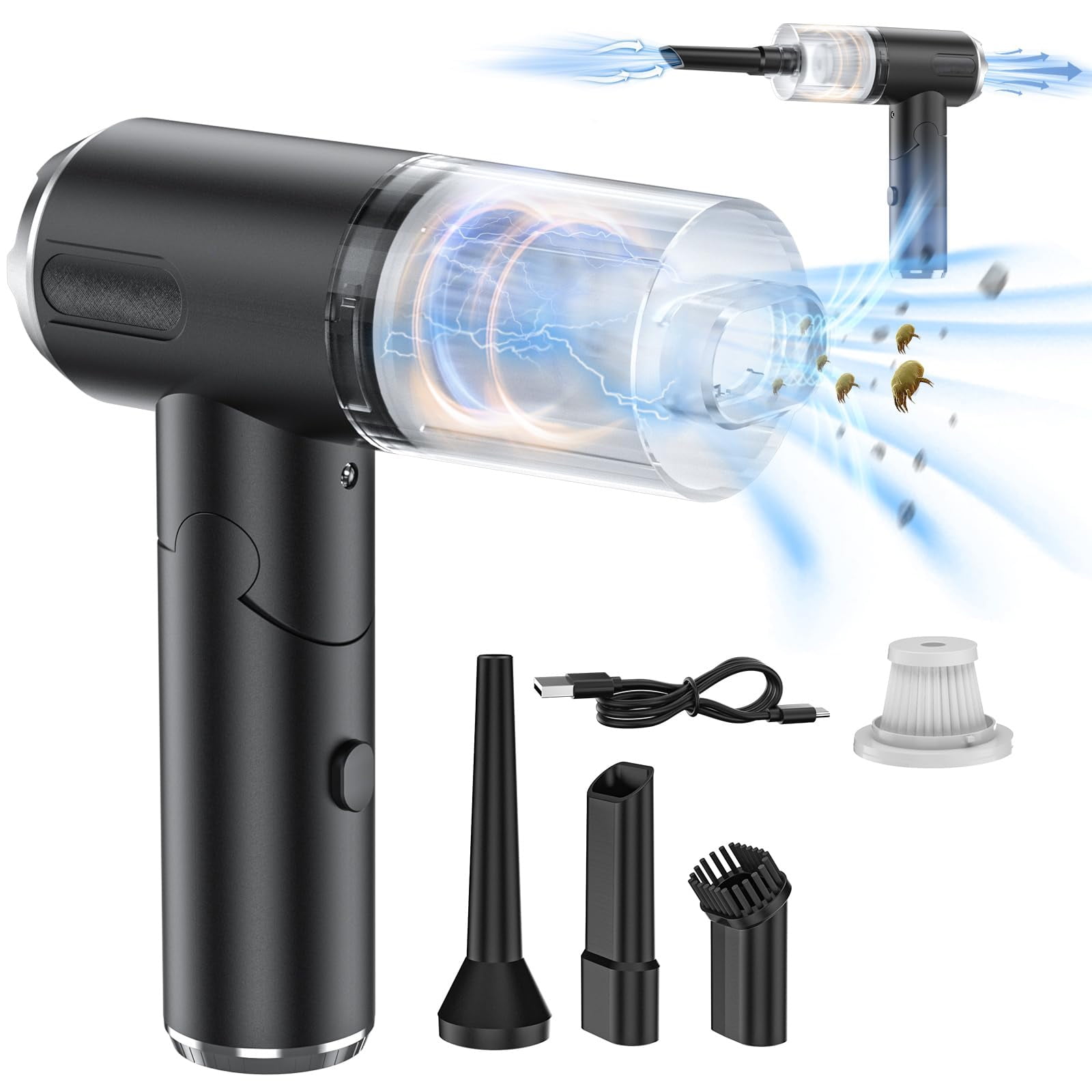 MINKUROW Car Vacuum Cleaner high Power,Handheld Mini Vacuum Cordless ...