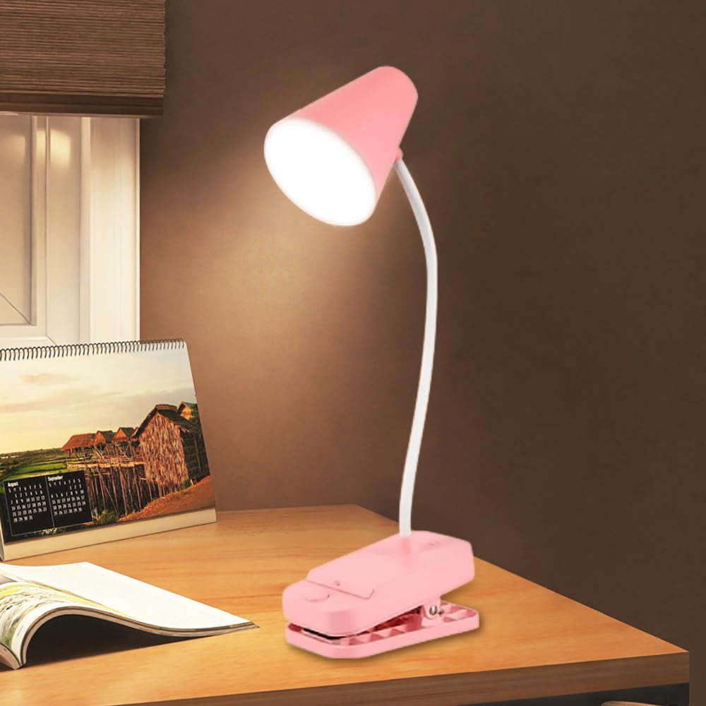 MINKUROW Clip on light,Table lamp pink,Desk lamp for college dorm room ...