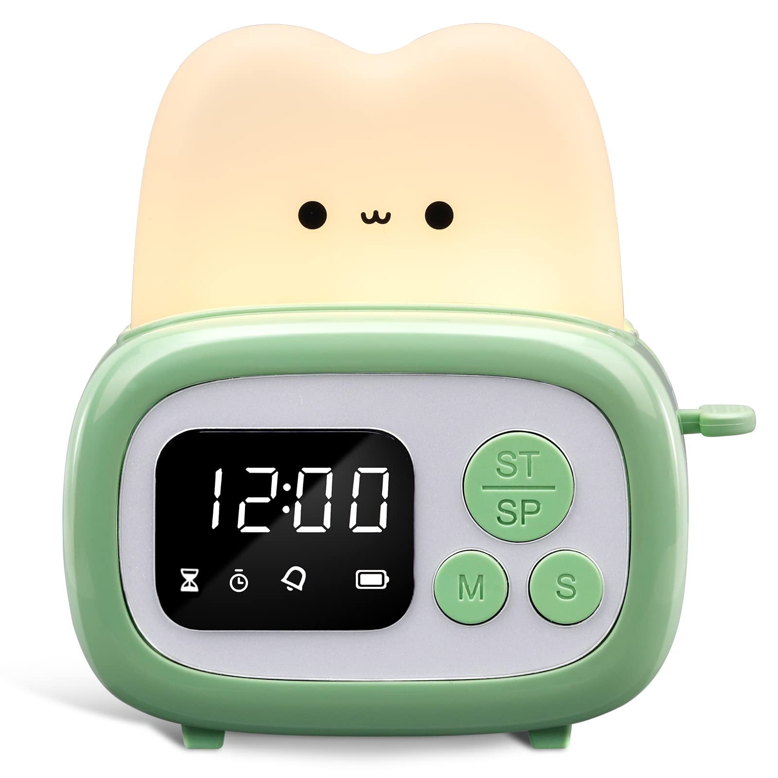 MINKUROW Cute Timer with Clock and Night Light,Mini Toaster Shape lamp ...