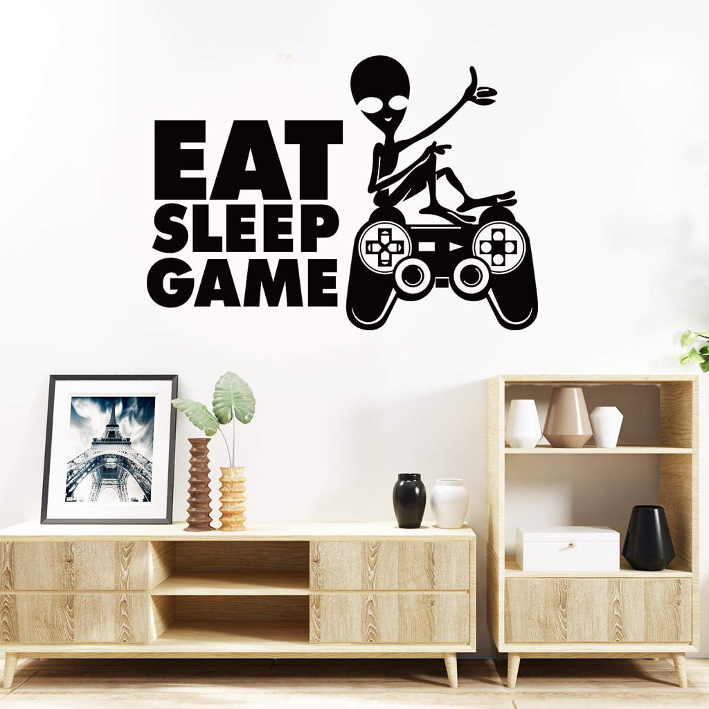 MINKUROW Eat Sleep Game Wall Decals,Video Game Boy Wall Stickers ...