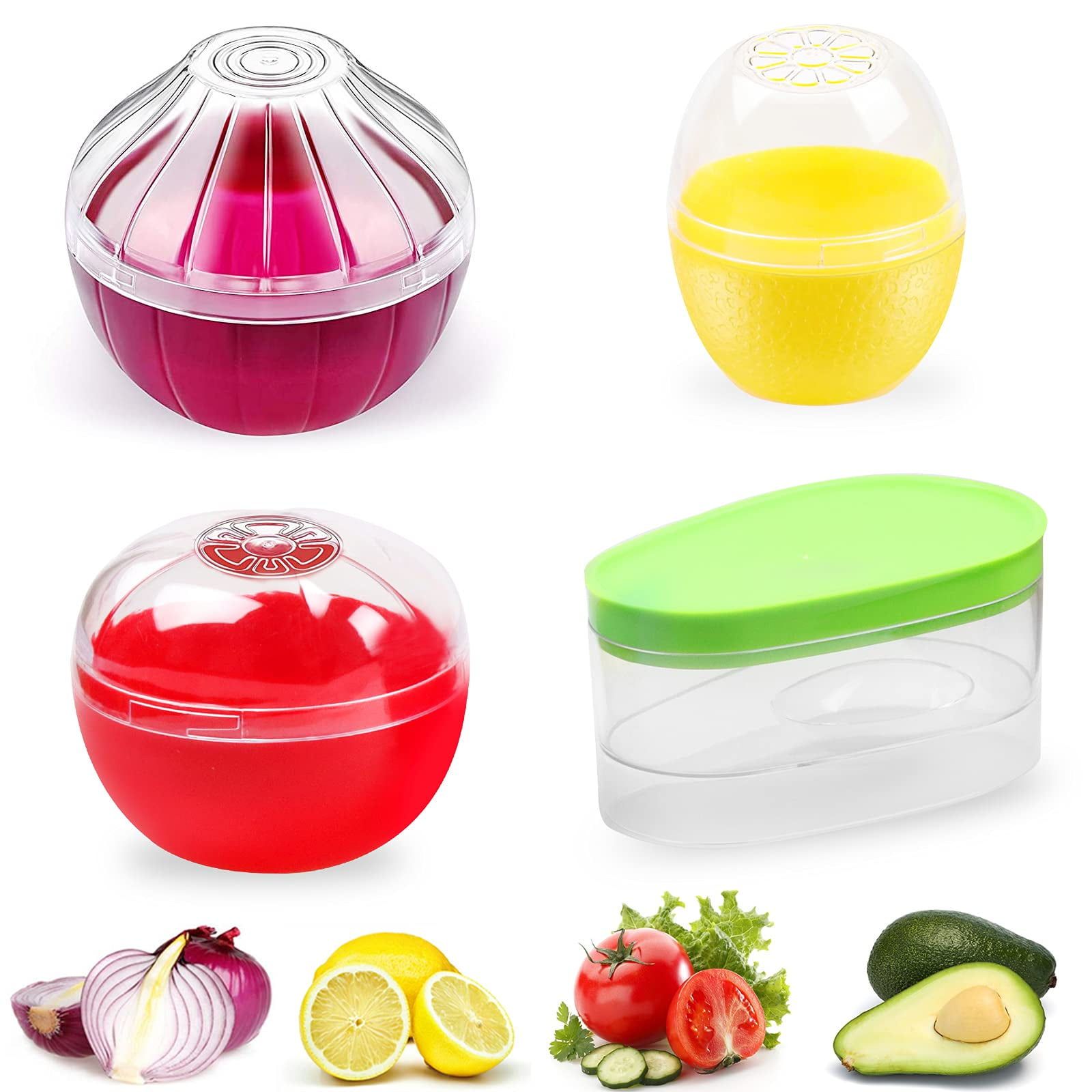 MINKUROW Fruit and Vegetable Storage Containers for Fridge 4 Piece Set ...