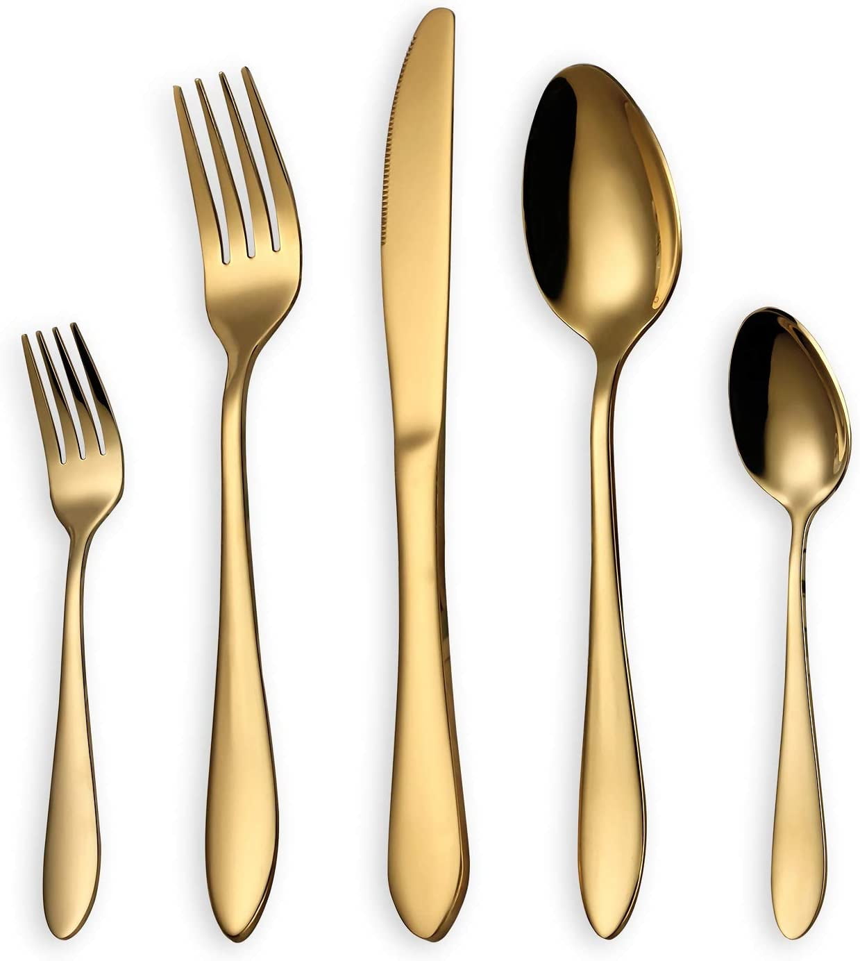 MINKUROW Glossy Black Cutlery Cutlery Set 5 Piece Stainless Steel Knife ...