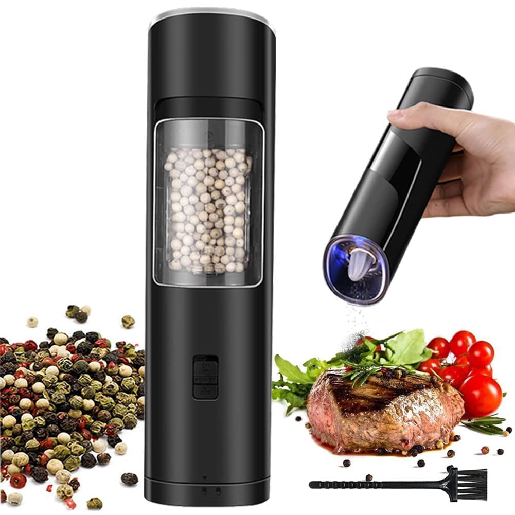 MINKUROW Gravity Electric Salt and Pepper Grinder Set,1 Pack Black Salt ...