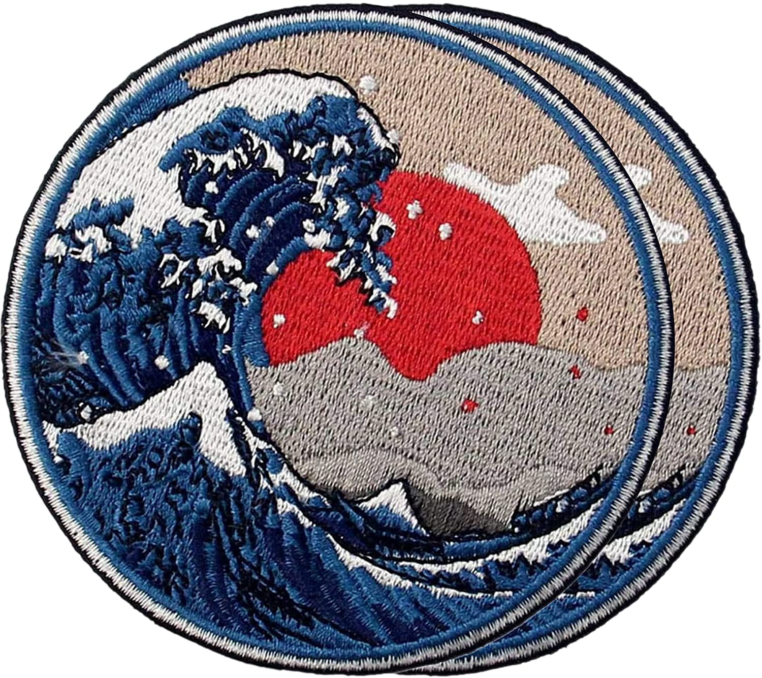 MINKUROW Great Wave Off Kanagawa Patch Embroidered Applique Badge Iron ...