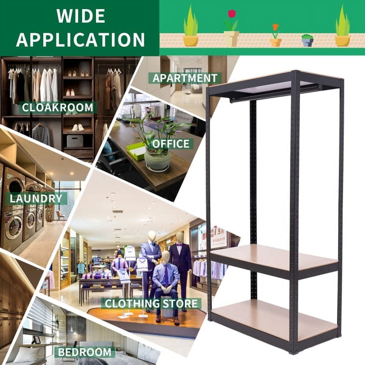 MINKUROW Heavy Duty Clothes Rack,Freestanding for Hanging Clothes with ...