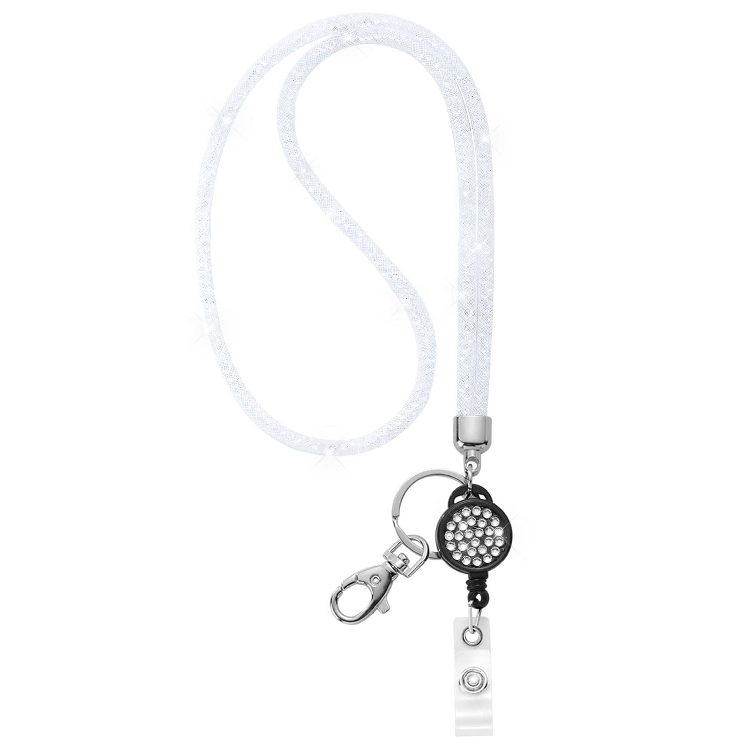 MINKUROW ID Card Lanyard,32.9" Breakaway Safety Clasp Rhinestone ...
