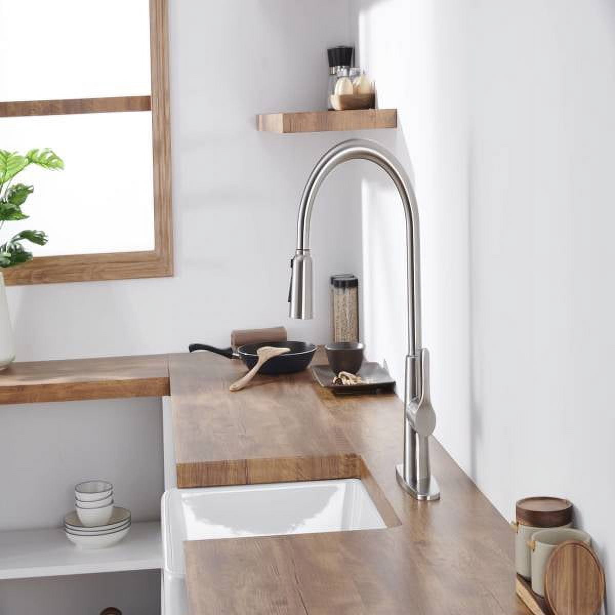 MINKUROW Kitchen Sink Faucet with Pull Out Sprayer Brushed Nickle ...
