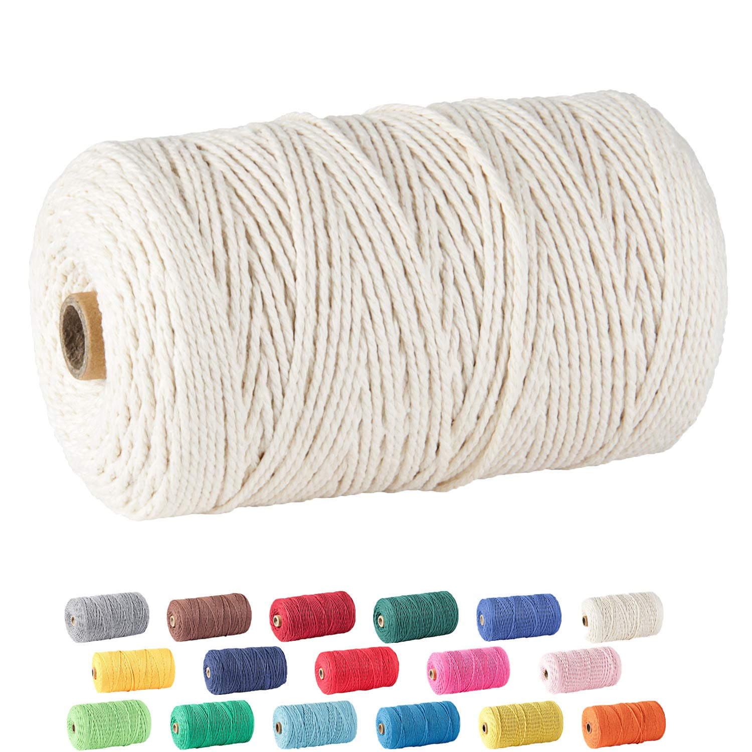 MINKUROW Macrame Cord,3mm x 100m Natural Cotton Soft Unstained Rope for ...