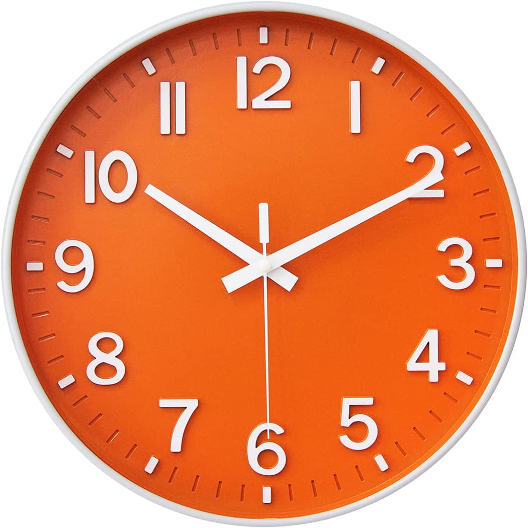MINKUROW Modern Wall Clocks Battery Operated,12 inch Silent Non Ticking ...