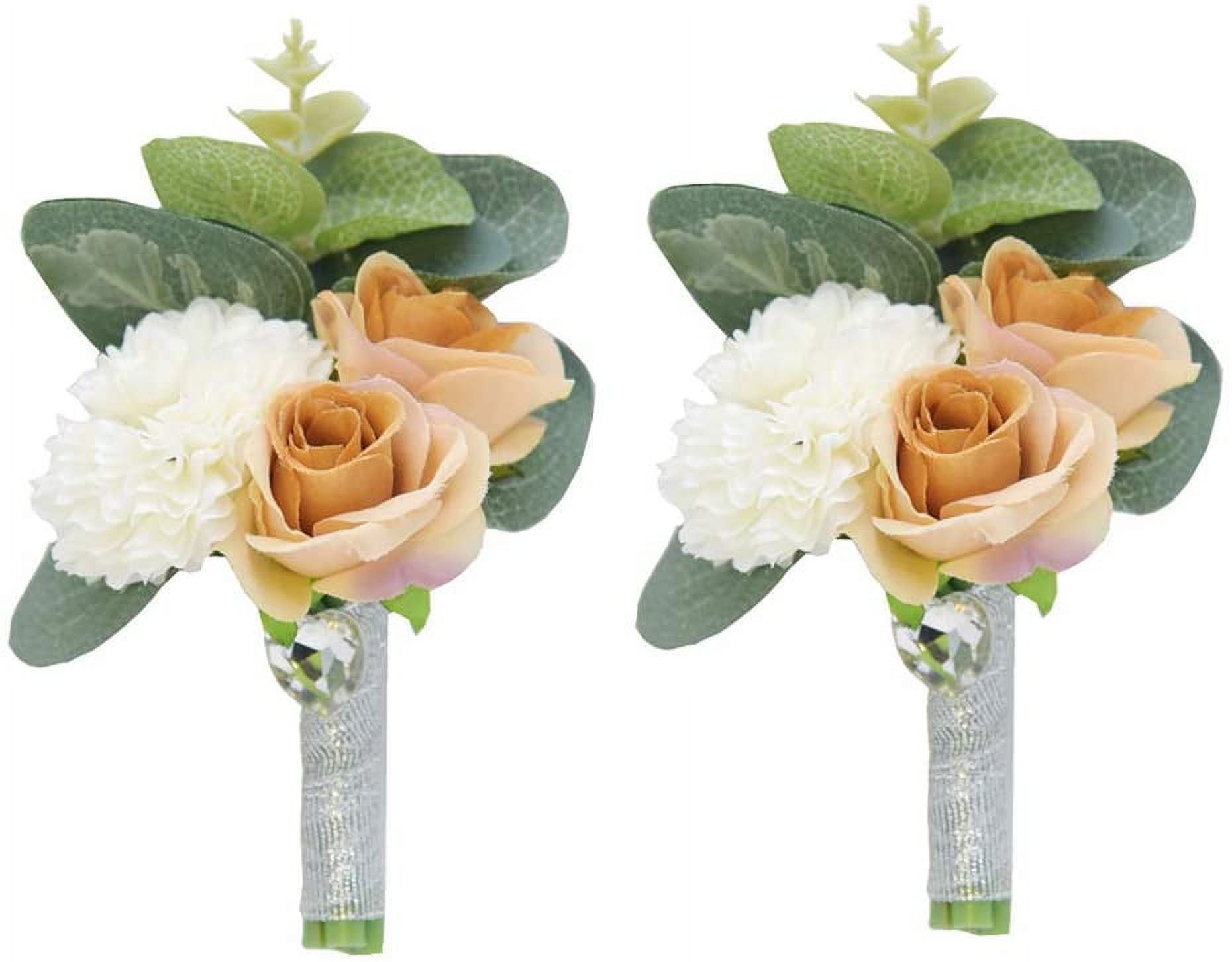 MINKUROW Pack of 2 Boutonniere for Men Wedding,Brooch Bouquet Corsage ...