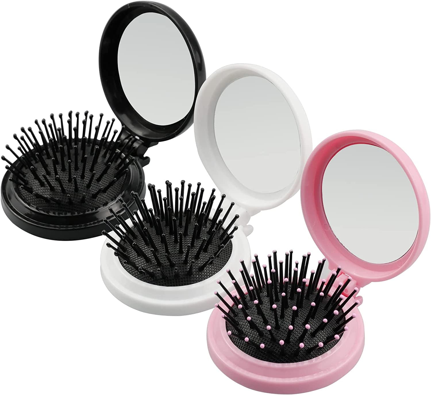 MINKUROW Pack of 3 Folding Travel Mirror Hair Brushes,Mini Hair Comb ...