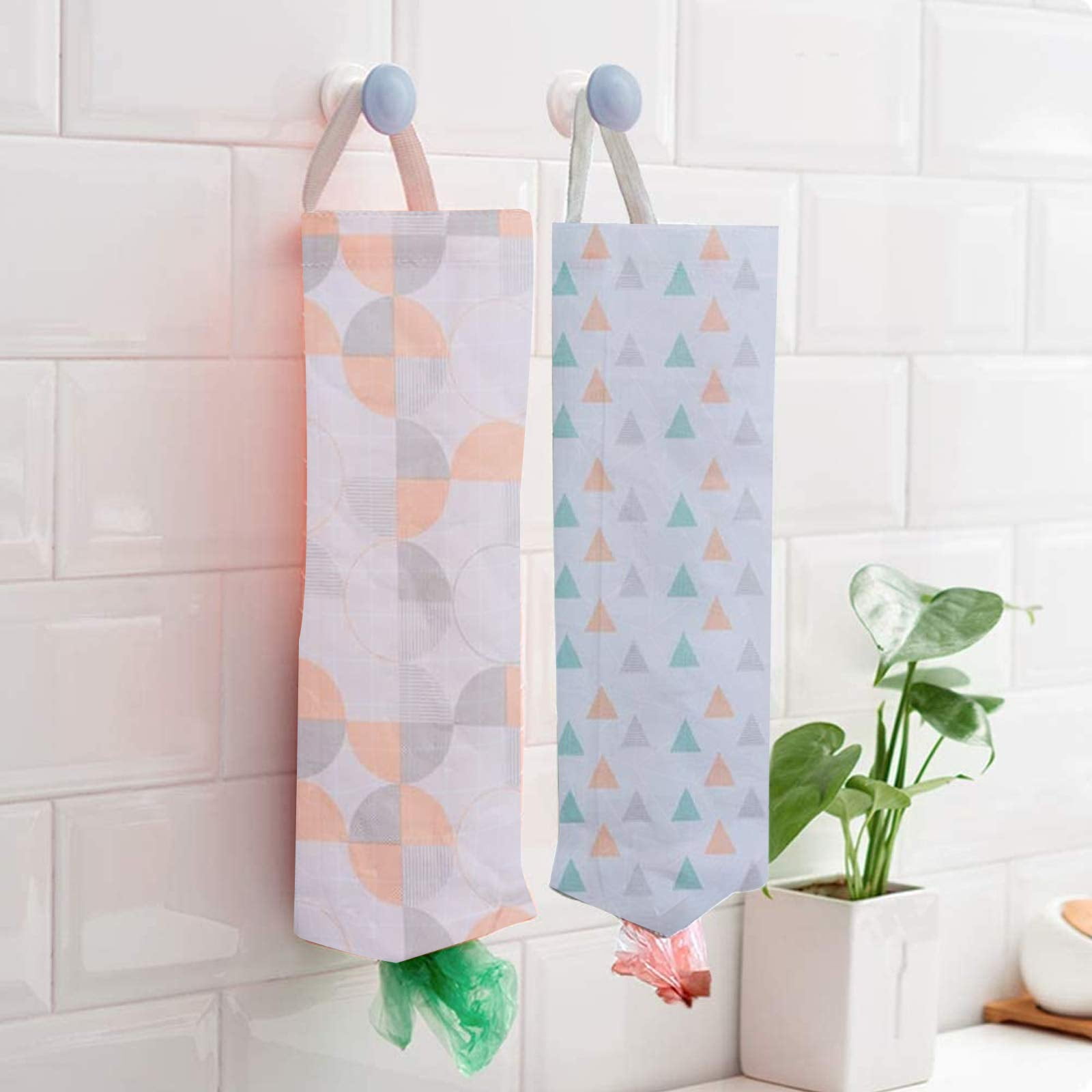 MINKUROW Plastic Bag Holder 2 Pcs Waterproof Wall Mount Grocery Bag ...