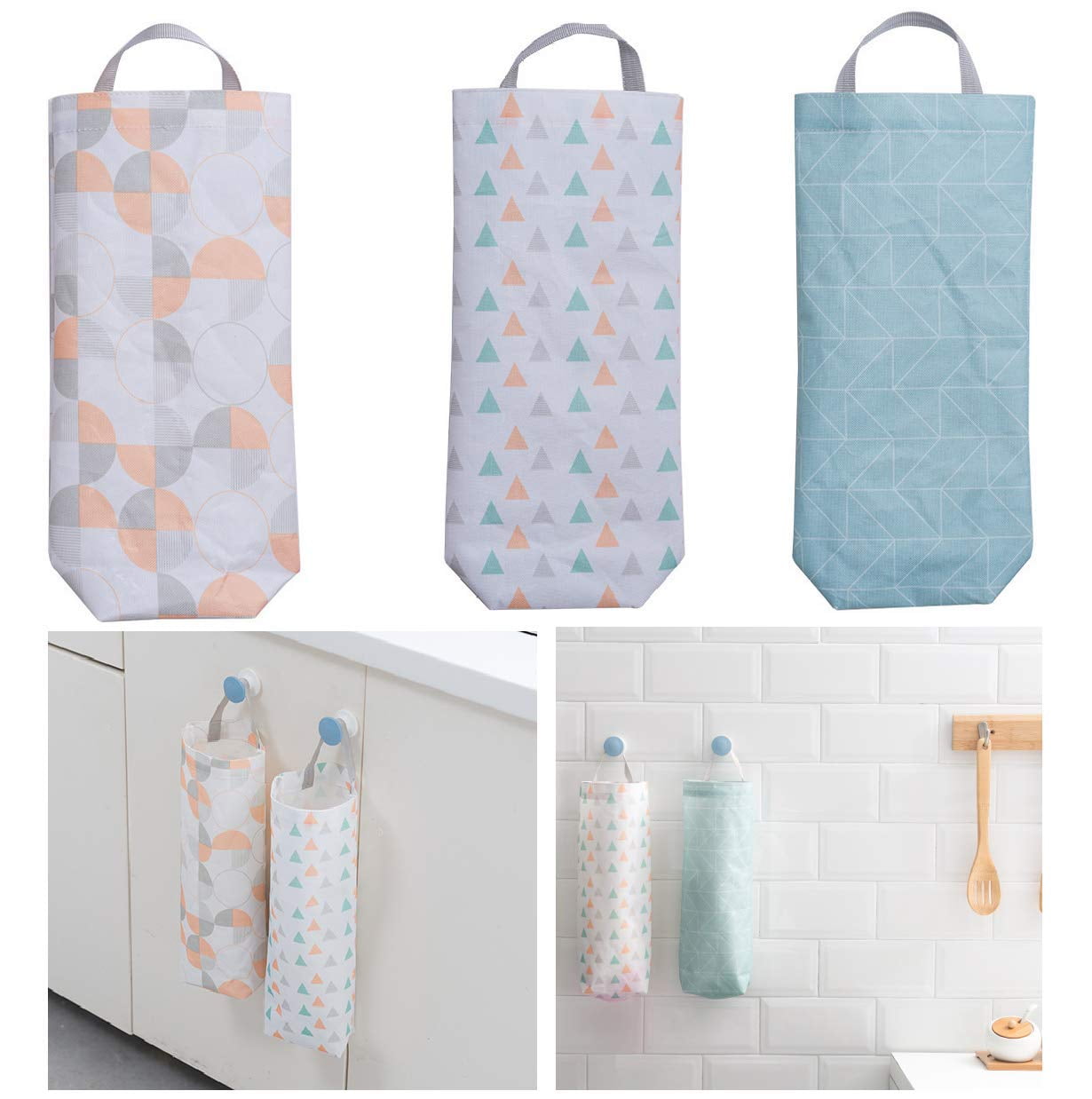 MINKUROW Plastic Bag Holder 3 pack Waterproof Wall Mount Grocery ...