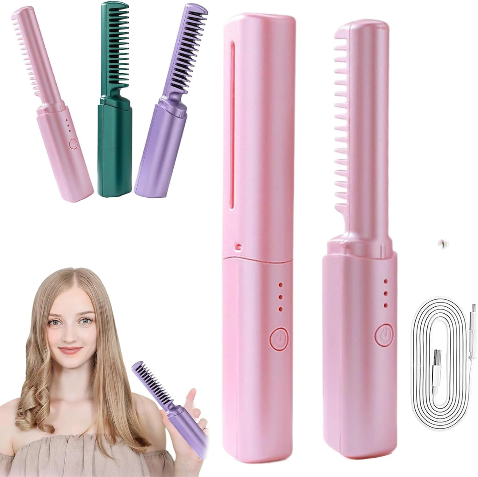 MINKUROW Rechargeable Mini Hair Straightener,2 in 1 Anti-Scald Hair ...