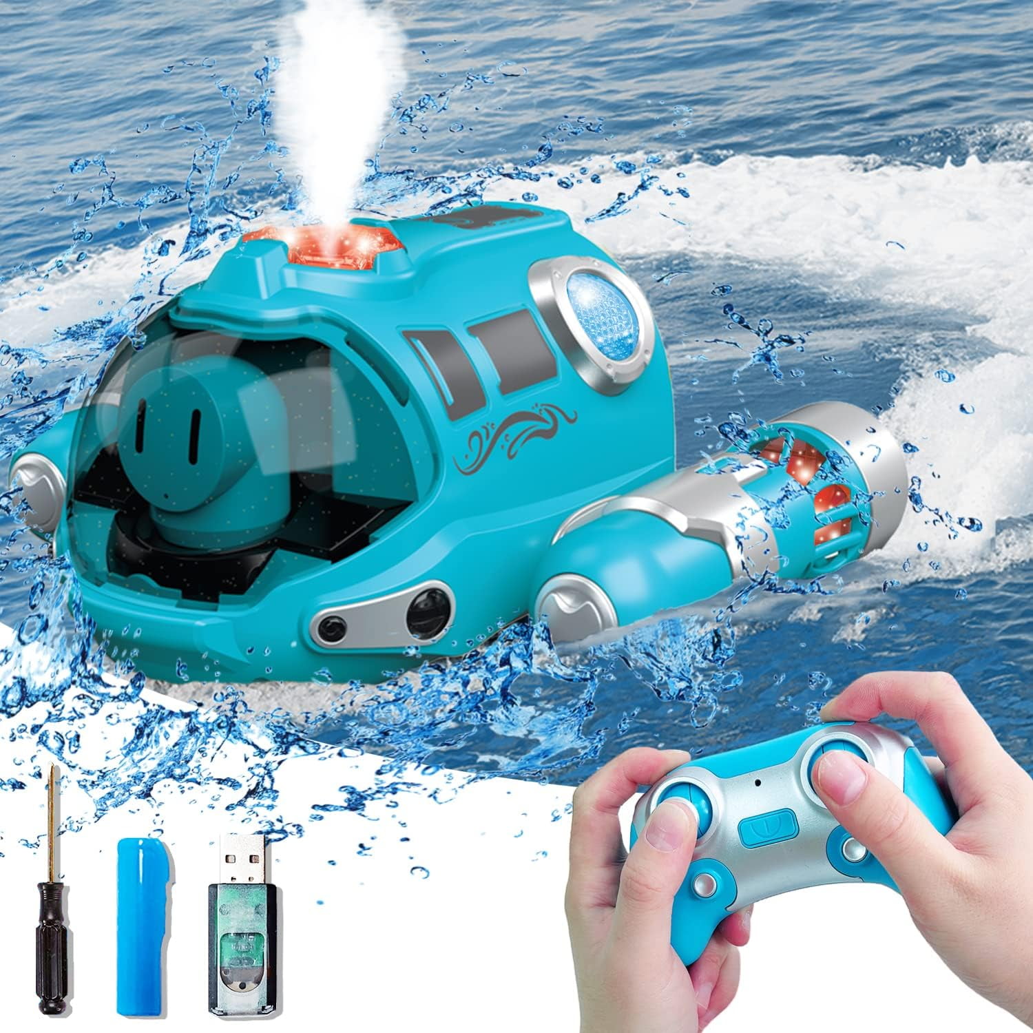 MINKUROW Remote Control Boat for Pools and Lakes, RC Spray Gasboat with ...