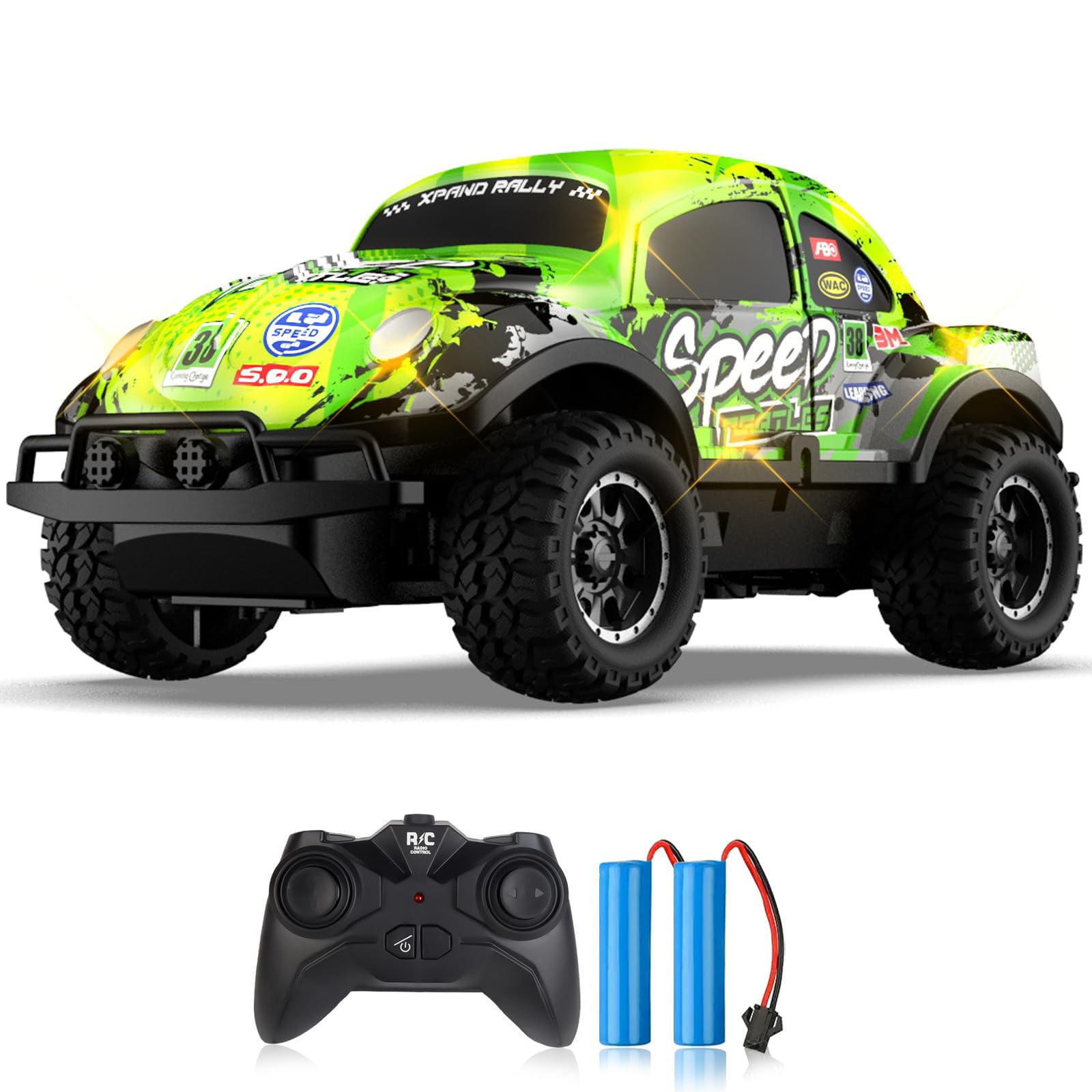 MINKUROW Remote Control Car,Light Up RC Car Toys,2.4GHz 1:24 Scale 15KM H Off Road with Cool LED ...