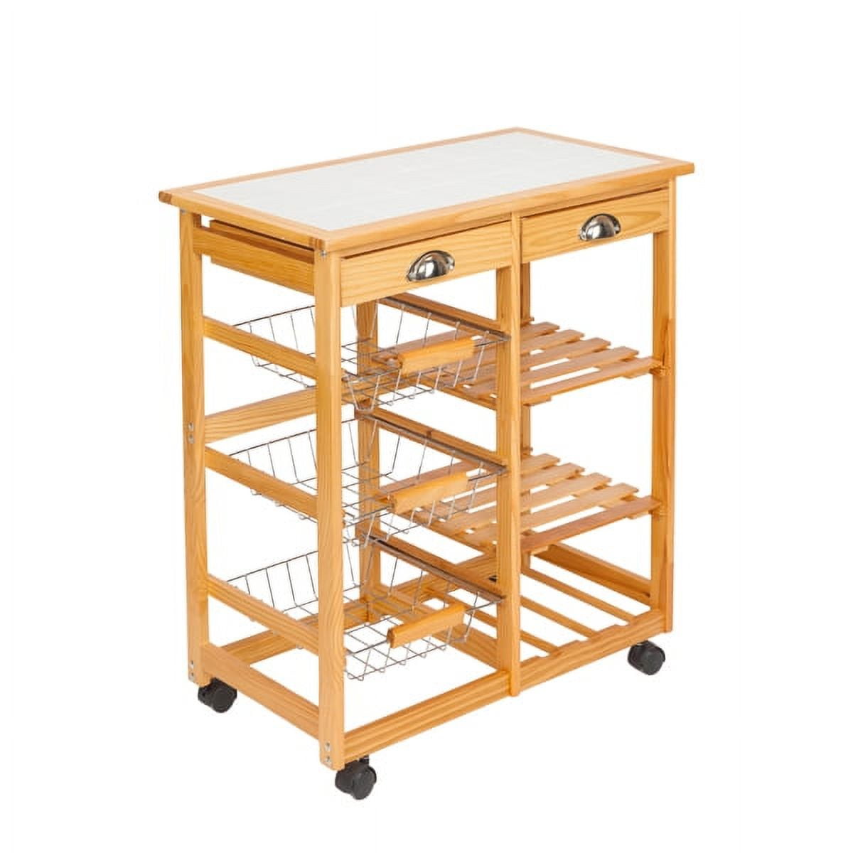 MINKUROW Rolling Kitchen Island Wood Kitchen Cart Storage Utility ...