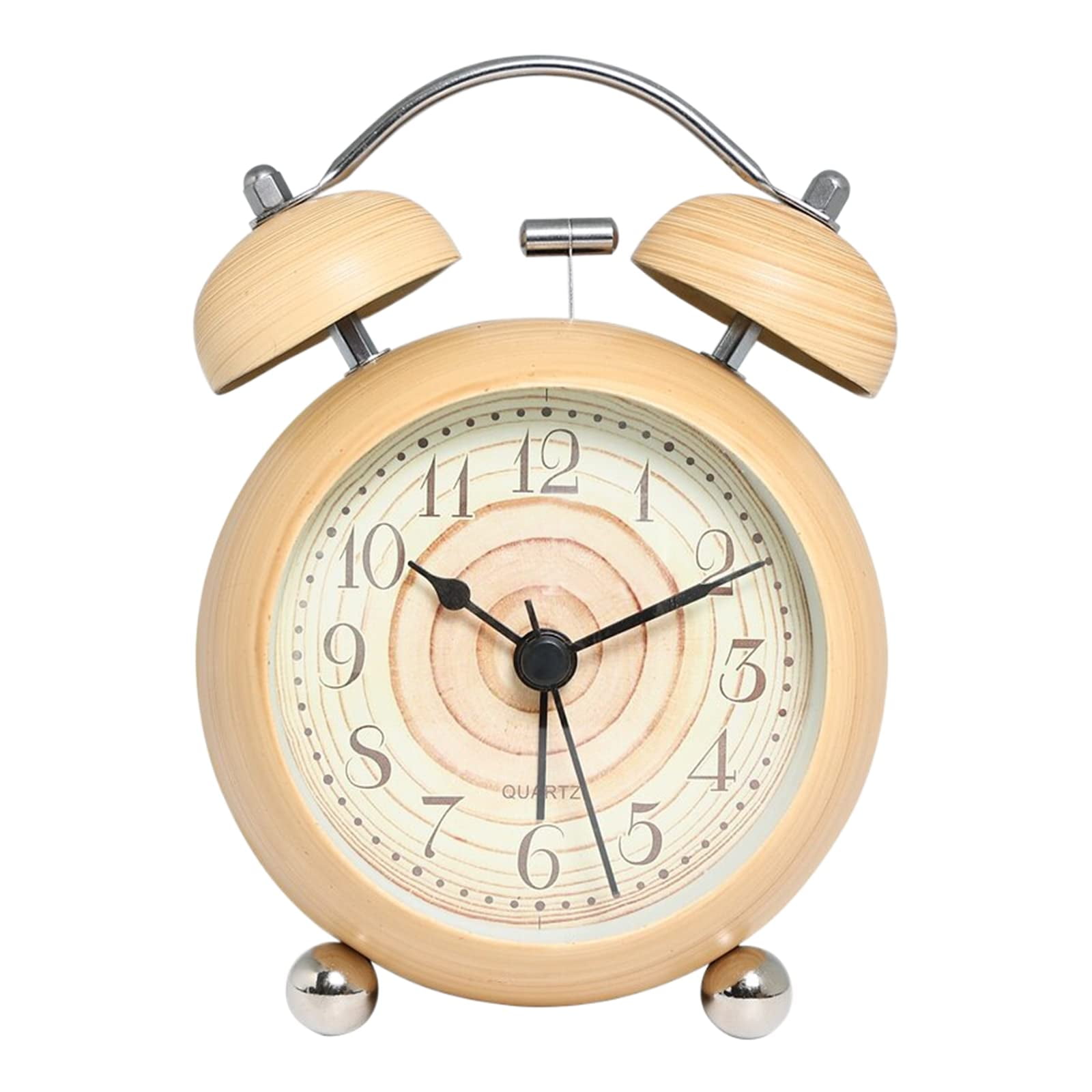 MINKUROW Silent Table Alarm Clock,3.5 Inch Creative Wood Grain Metal ...
