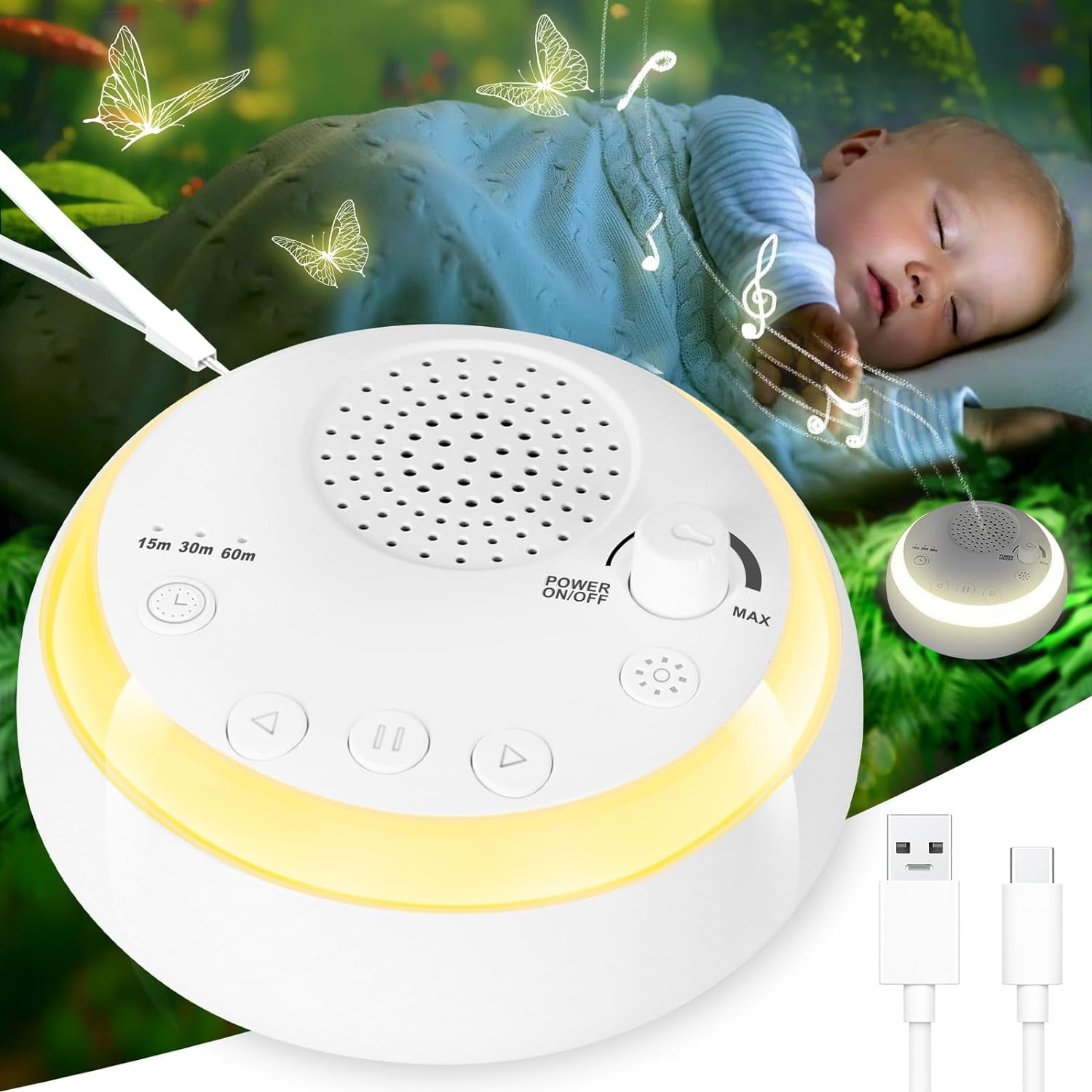 MINKUROW Sleep Sound Machine White Noise Machine With 16 Soothing ...