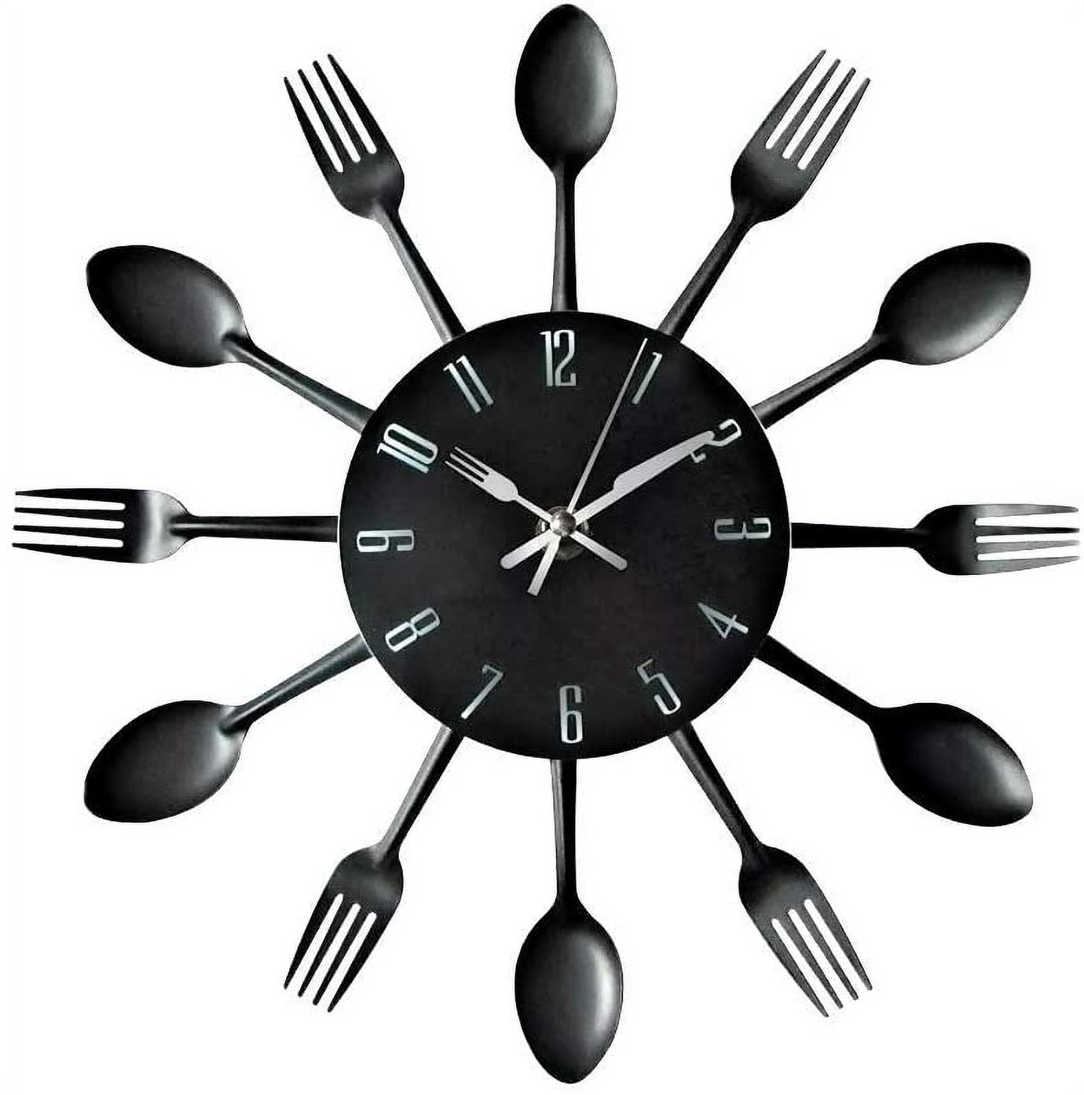 MINKUROW Stainless Steel Kitchen Utensil Clock-Wall Clock for Kitchen ...