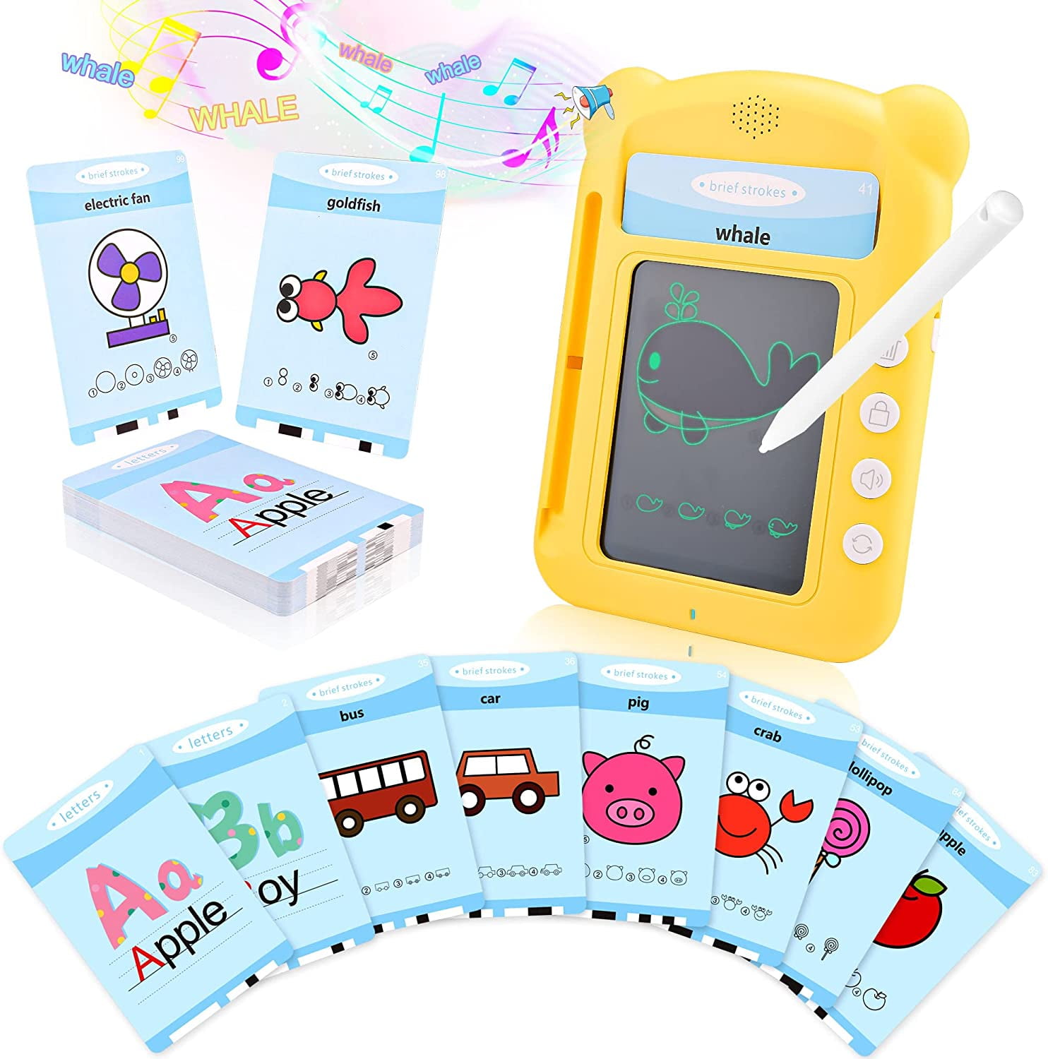 MINKUROW Toddler Flash Cards Toys for 3 4 5 6 Year Olds,5.7 Inch LCD ...