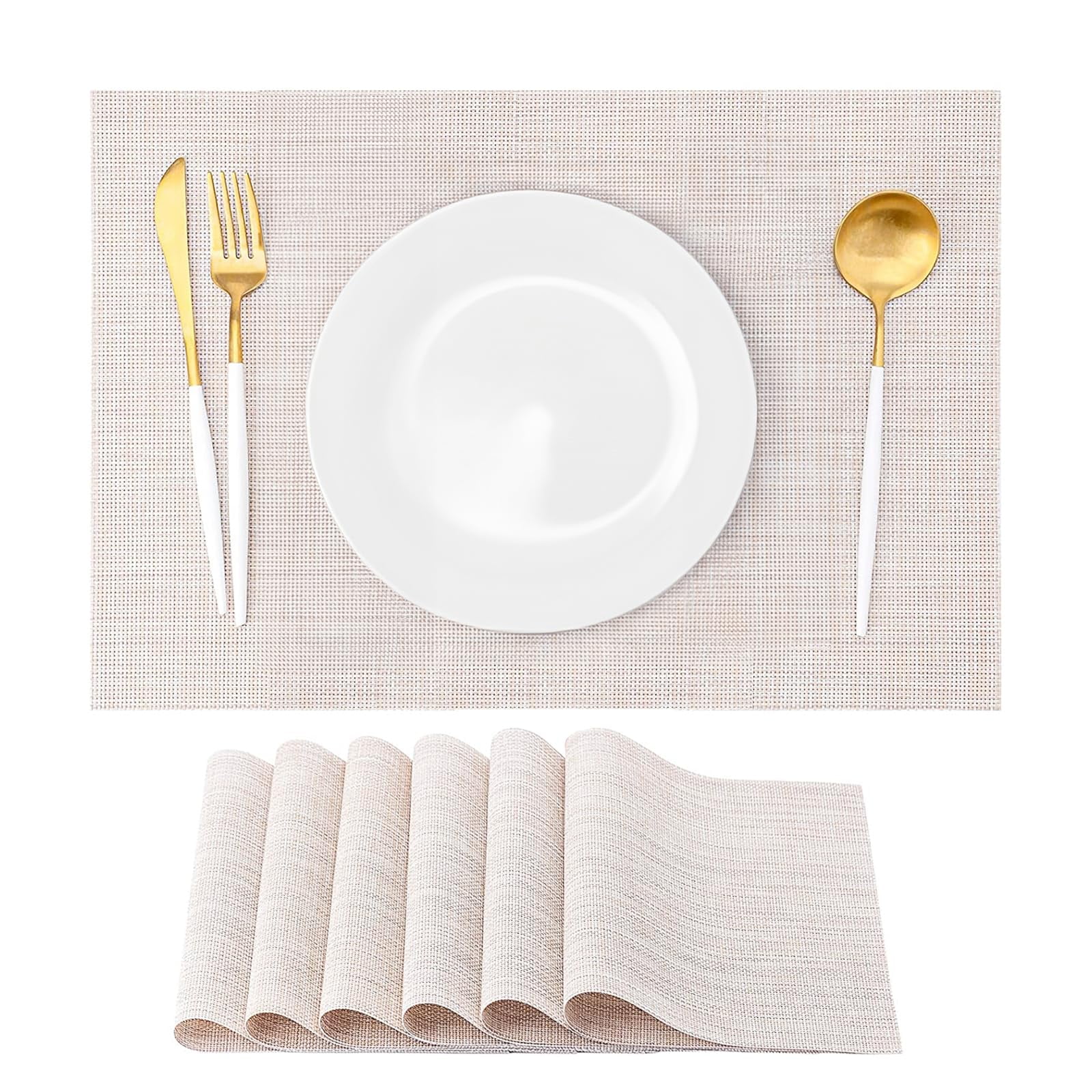 MINKUROW Vinyl Woven Placemats Set of 6 for Dining Table,Plastic Place ...