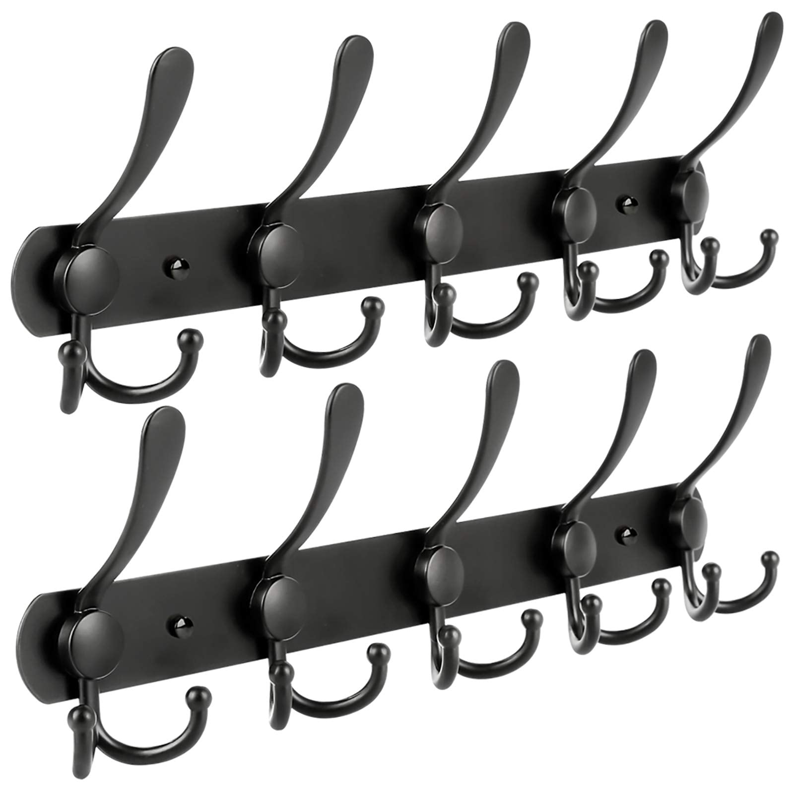 MINKUROW Wall Mounted Coat Hooks,2 Pack 10 Hooks Stainless Steel Wall ...