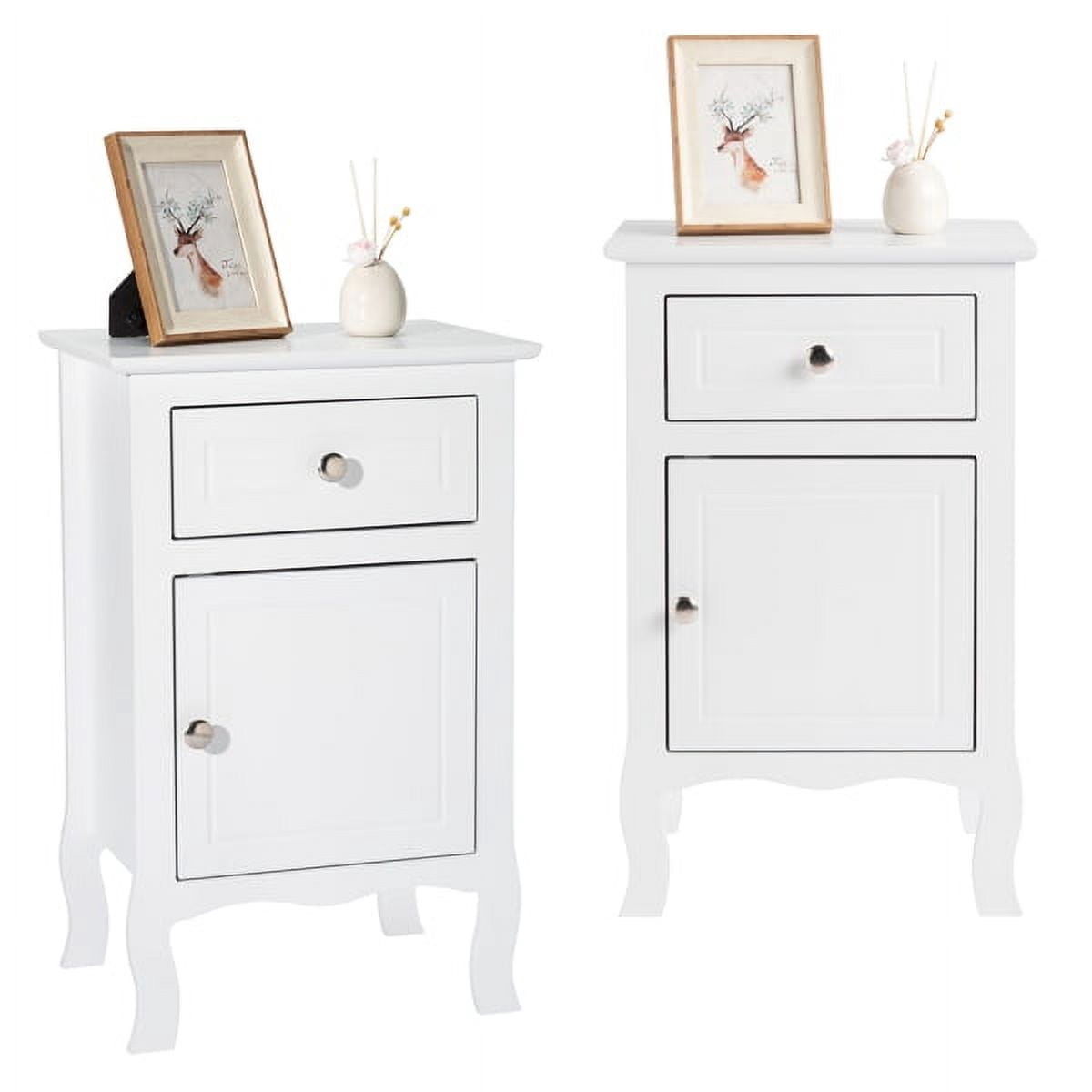 MINKUROW White Nightstands with 2 Drawers,40*30*63cm,End Table for ...