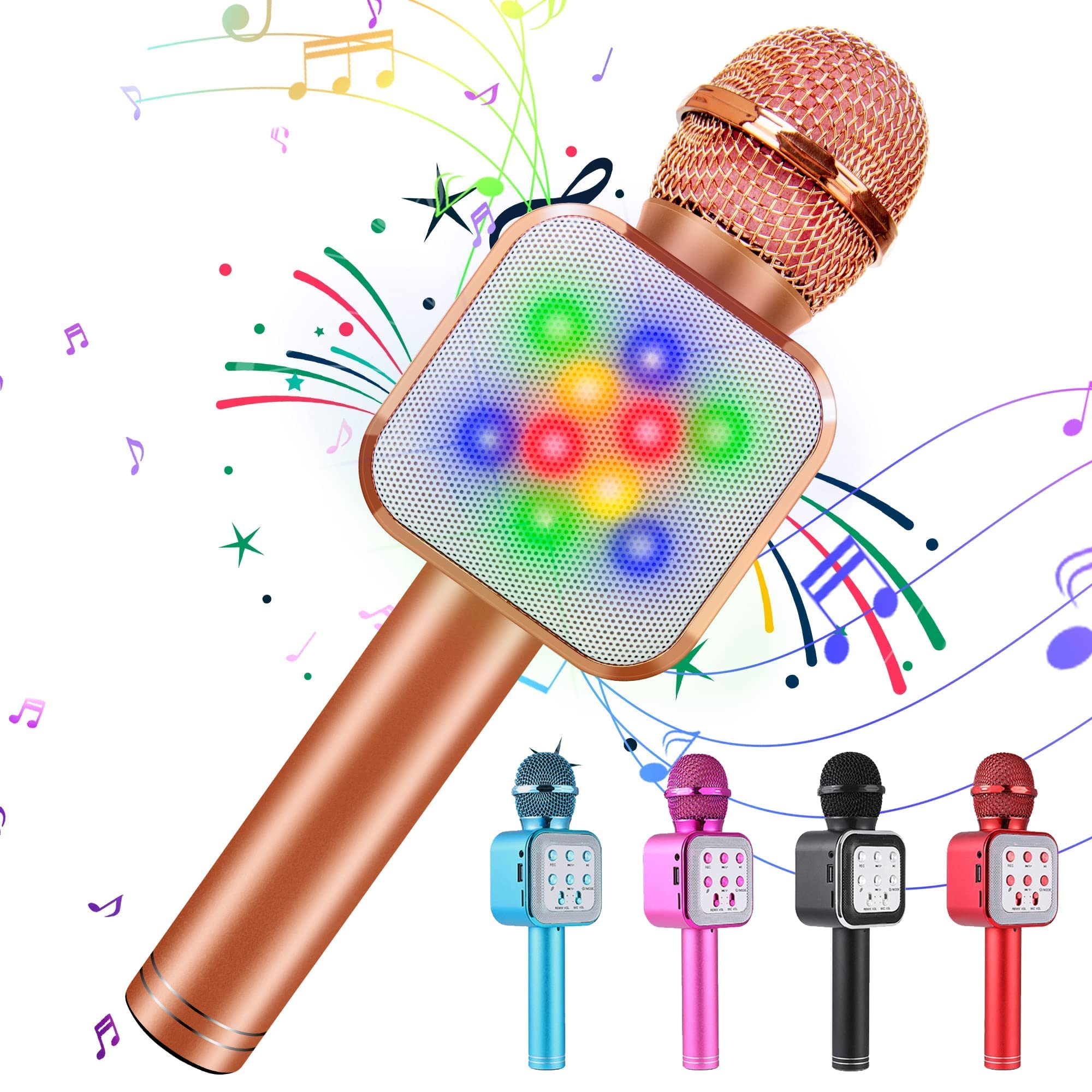 MINKUROW Wireless Bluetooth Karaoke Microphone for Kids,5-in-1 Portable ...