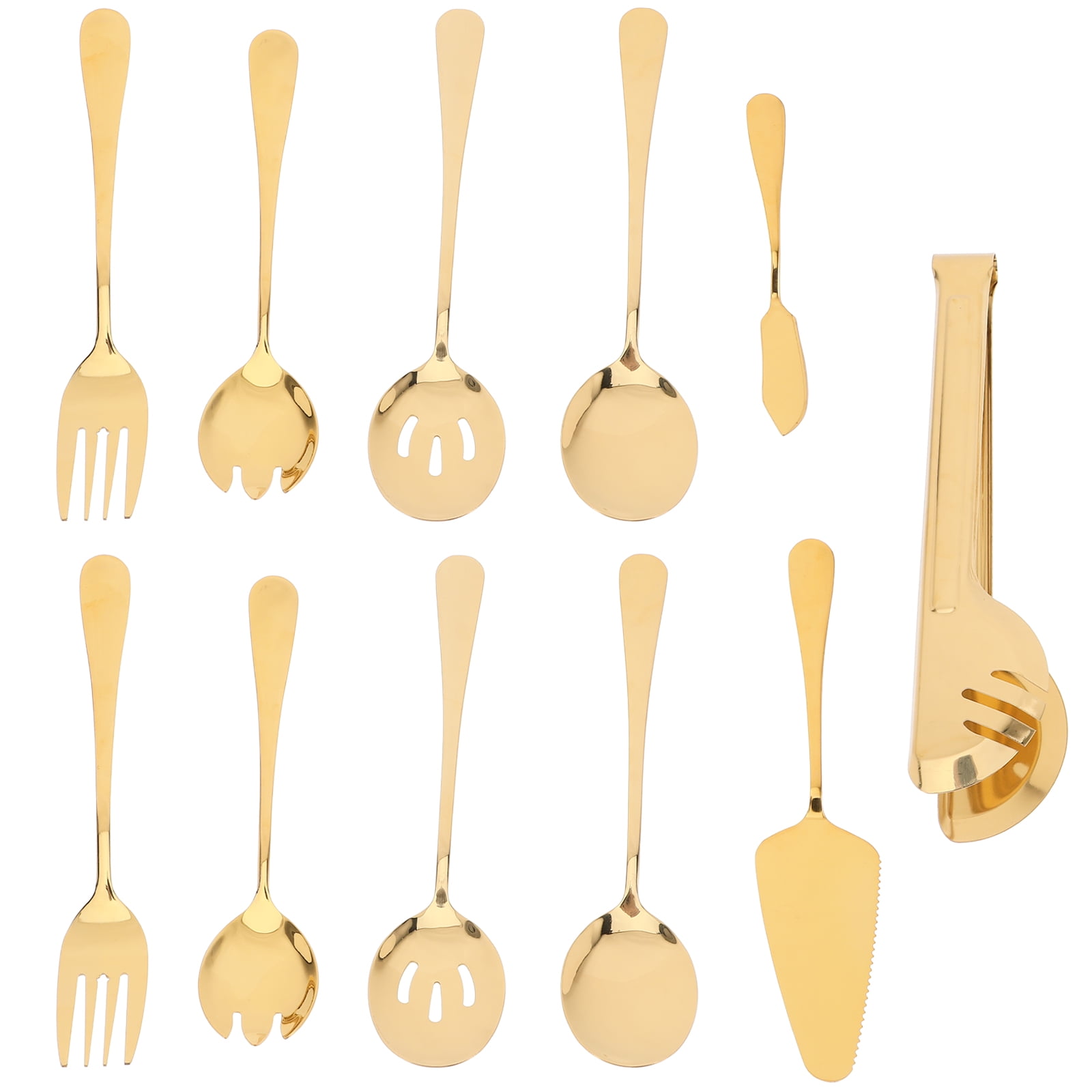 ORDDIART Large Serving Spoons Stainless Steel Set Golden 11-Pcs 9.5x2x1 ...