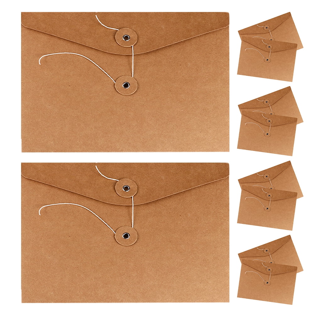 MINLIXIN 10pcs Kraft Paper File Pockets Paper Bag Documents Pouch Retro ...