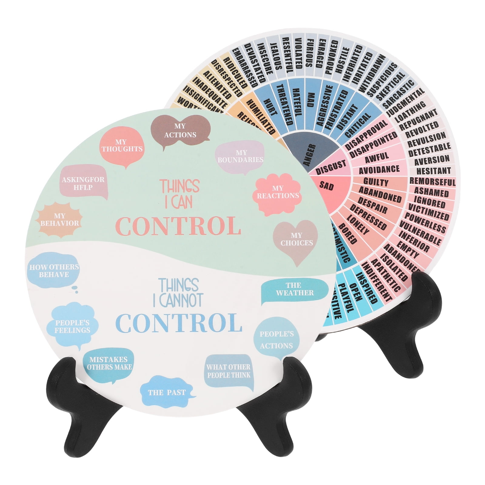 Calming Emotion Wheel with Stand for Decor Stylish PVC Wood Multi Color ...