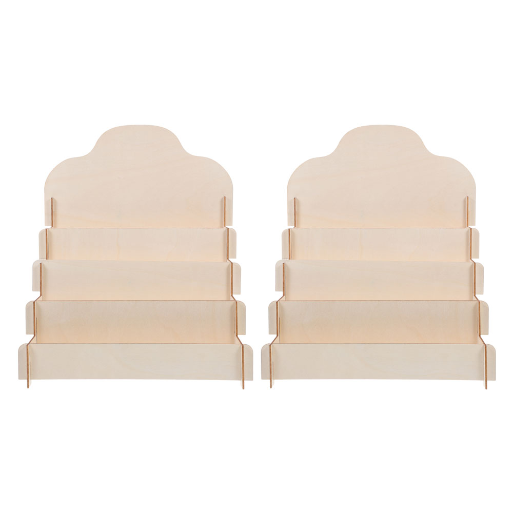 MINLIXIN 2pcs Tiered Greeting Card Display Stand Wood Organizer Racks ...
