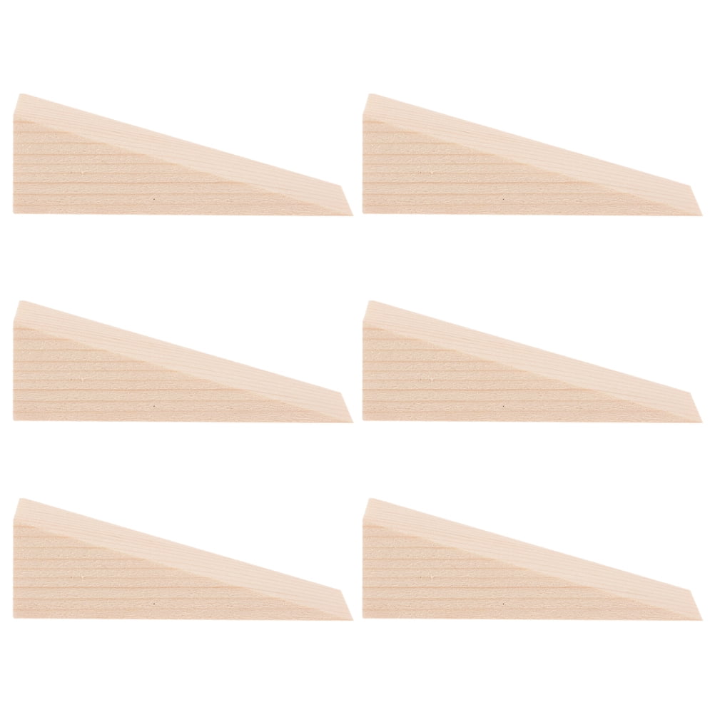 6pcs Wooden Wedge Door Stopper Non Slip Triangle Wood Block Chair Cane ...