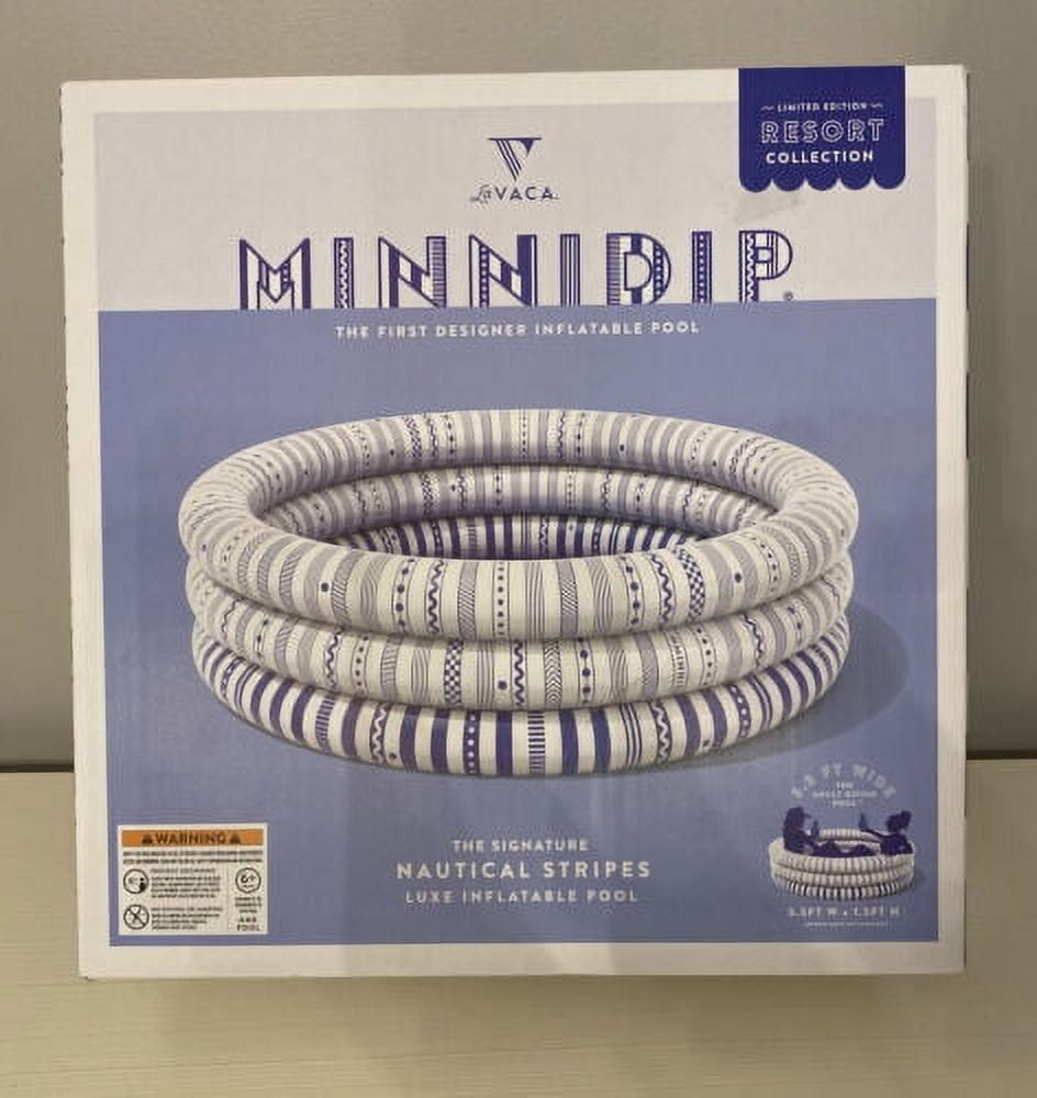 MINNIDIP Inflatable Pool, Nautical Striped Blue, Resort Collection ...