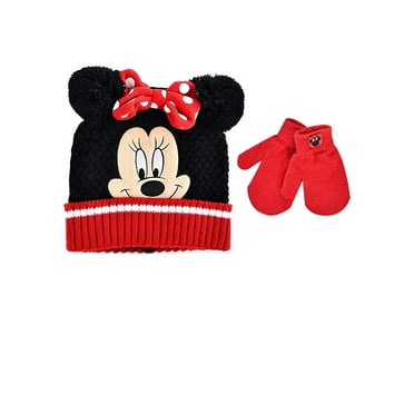 Disney Minnie Mouse Winter Set: Kids Hat, 2-Pack Gloves/Mittens for ...