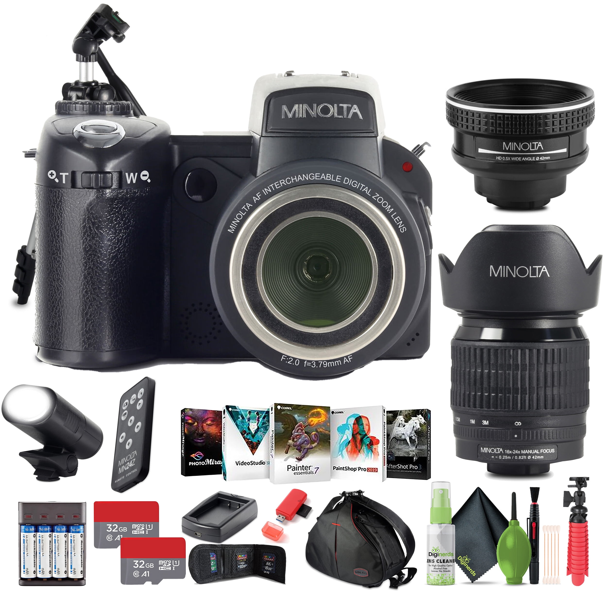 MINOLTA MN24Z 33 MP Autofocus / 1080P FHD Camera w/Interchangeable Lens ...