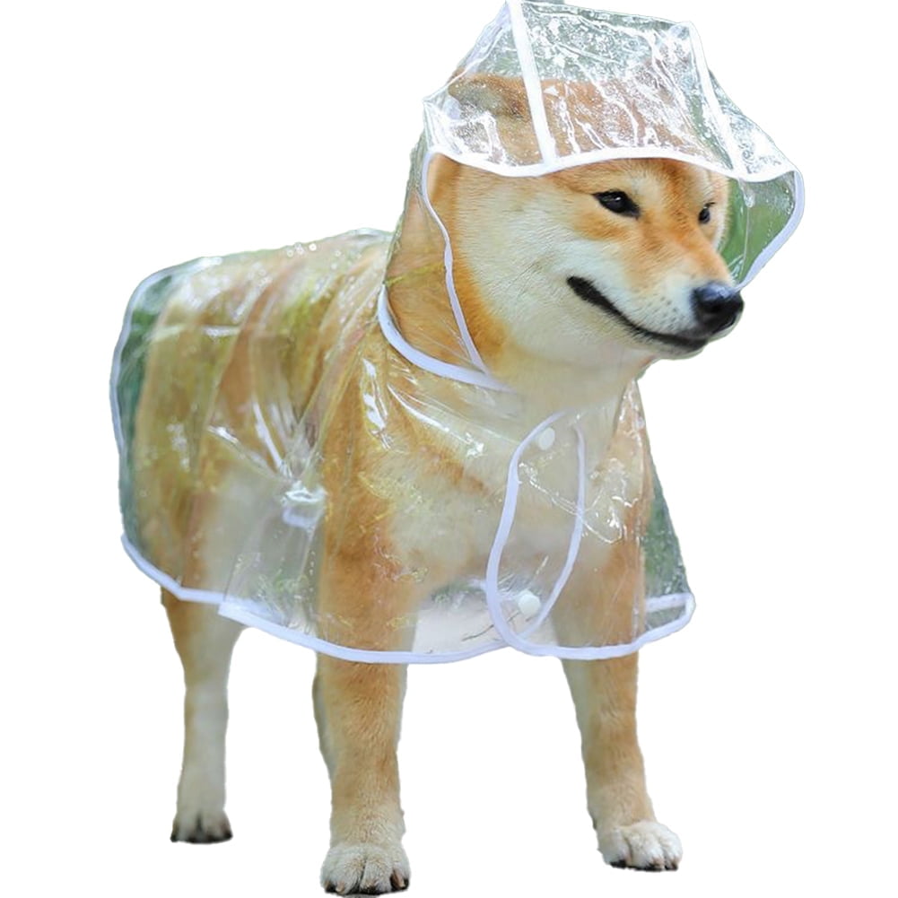 MINQI Dog Raincoat Hooded Poncho Light Transparent Pet Rain Jacket Coat ...