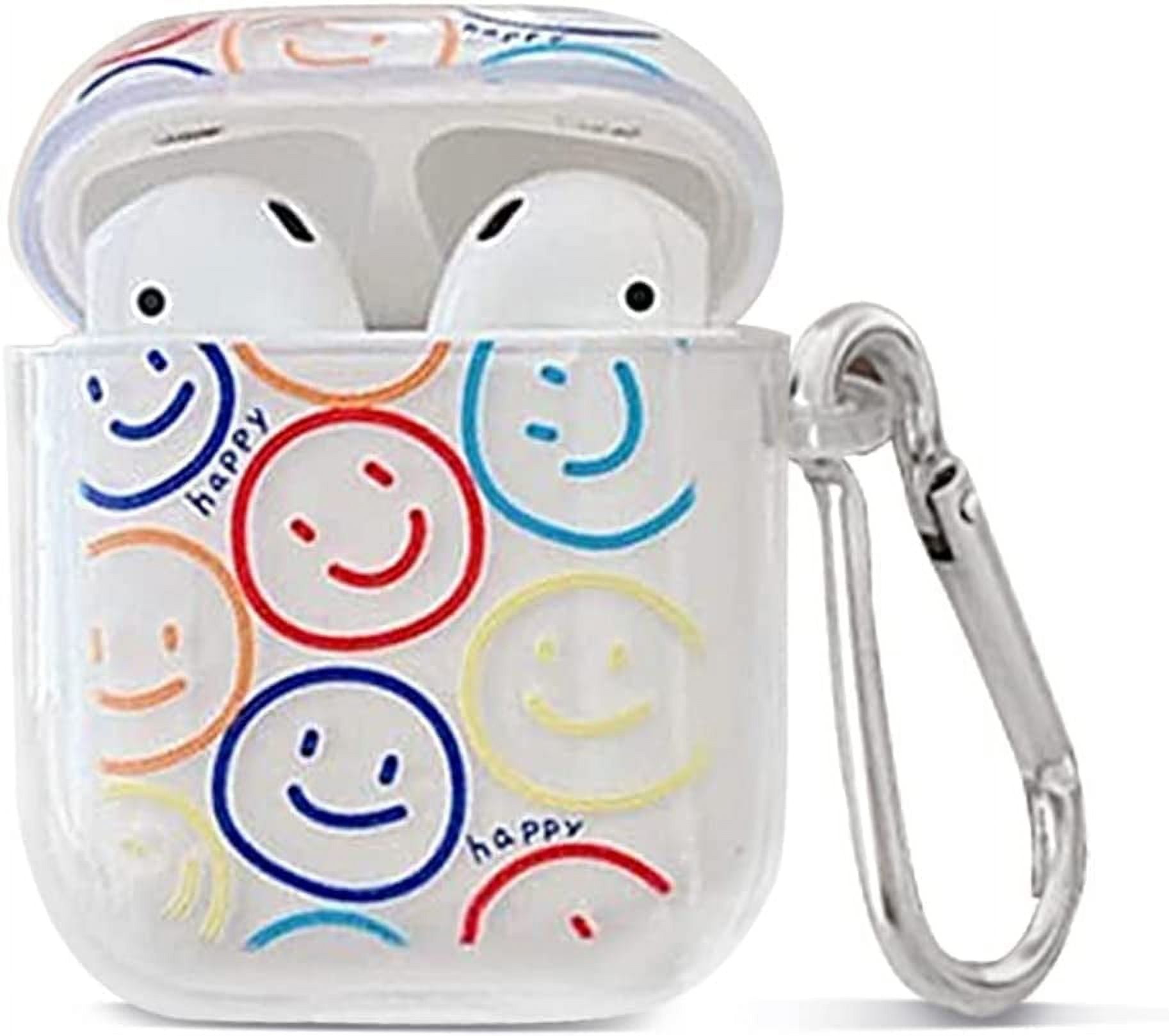 MINSCOSE Cute Airpod 2/1 Clear Case with Keychain , Cartoon Smiley Face ...