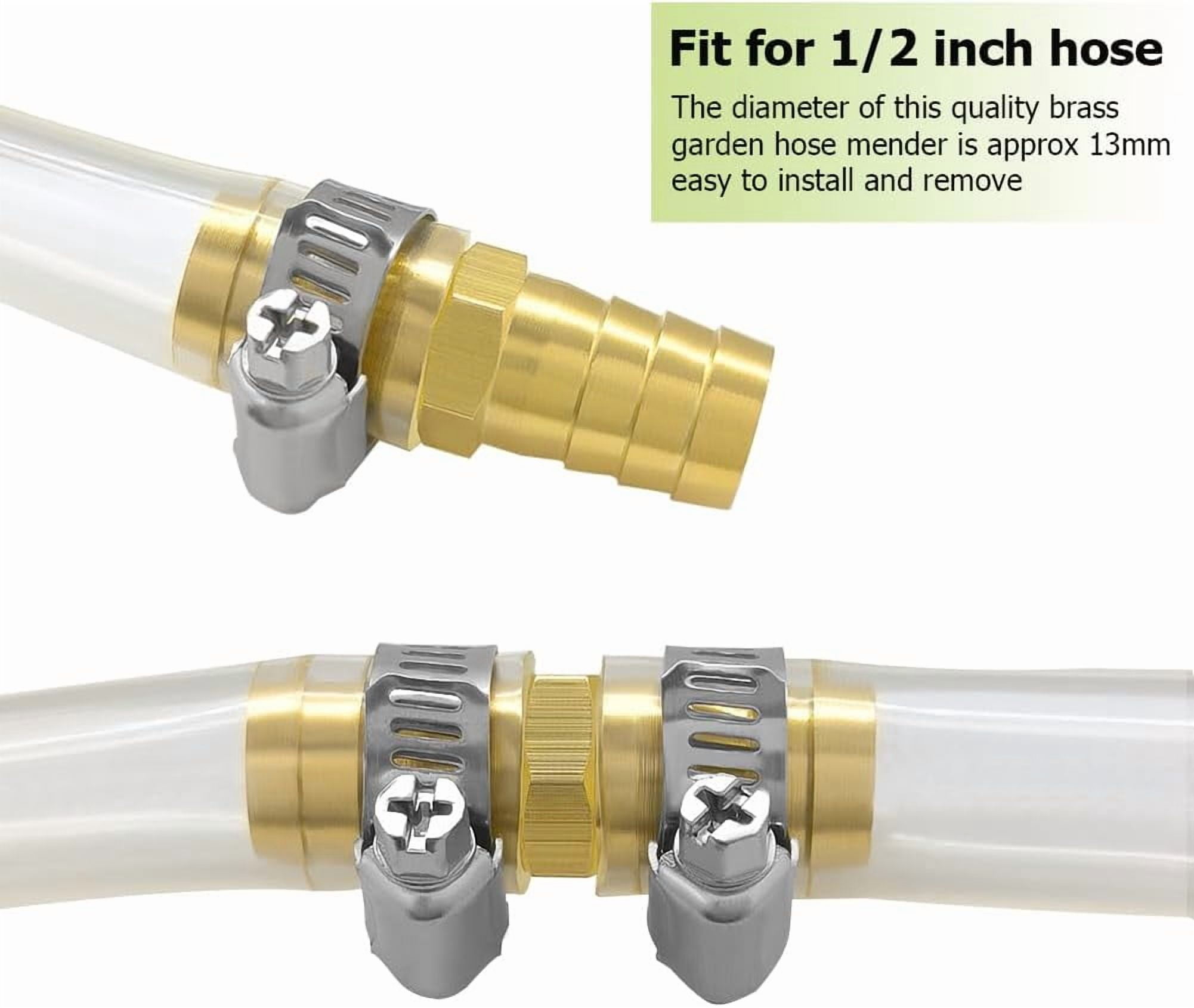 MINSUI-6PCS Garden Hose Repair Kit 1/2" Brass Hose Mender Barb ...