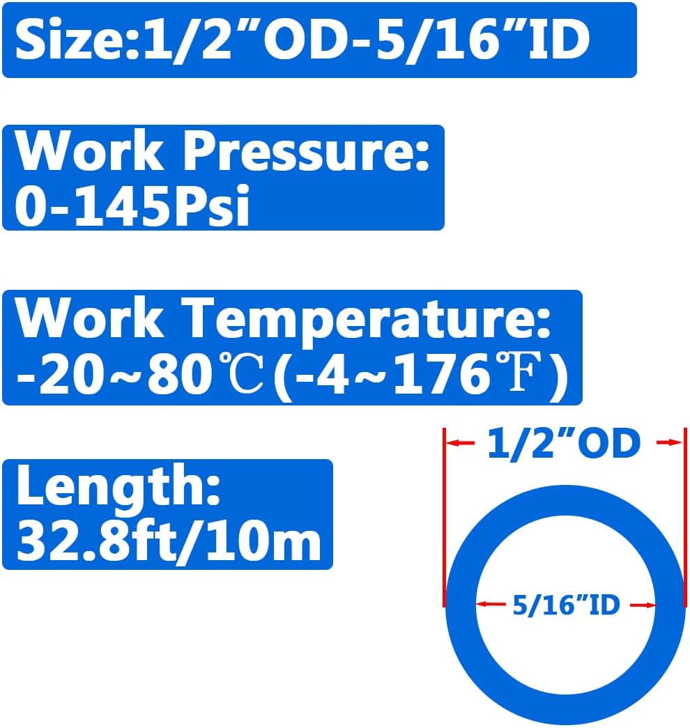 MINSUI-Pneumatic 1/2\u201d OD Tubing 32.8Ft PU Air Tube Hose Pipe for ...