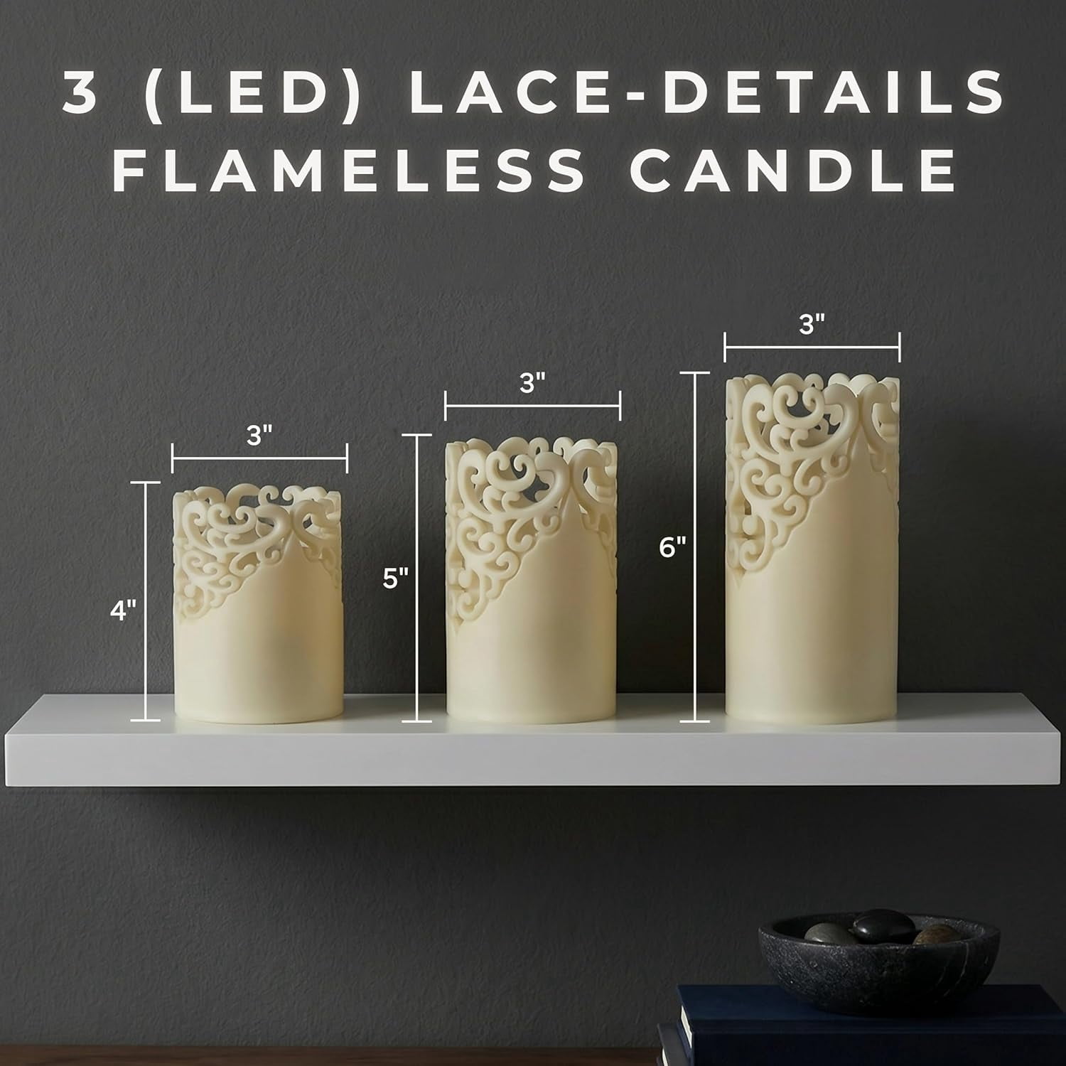 MINSUI-Remote Control LED Candles - Set of 3 Battery-Operated Realistic ...