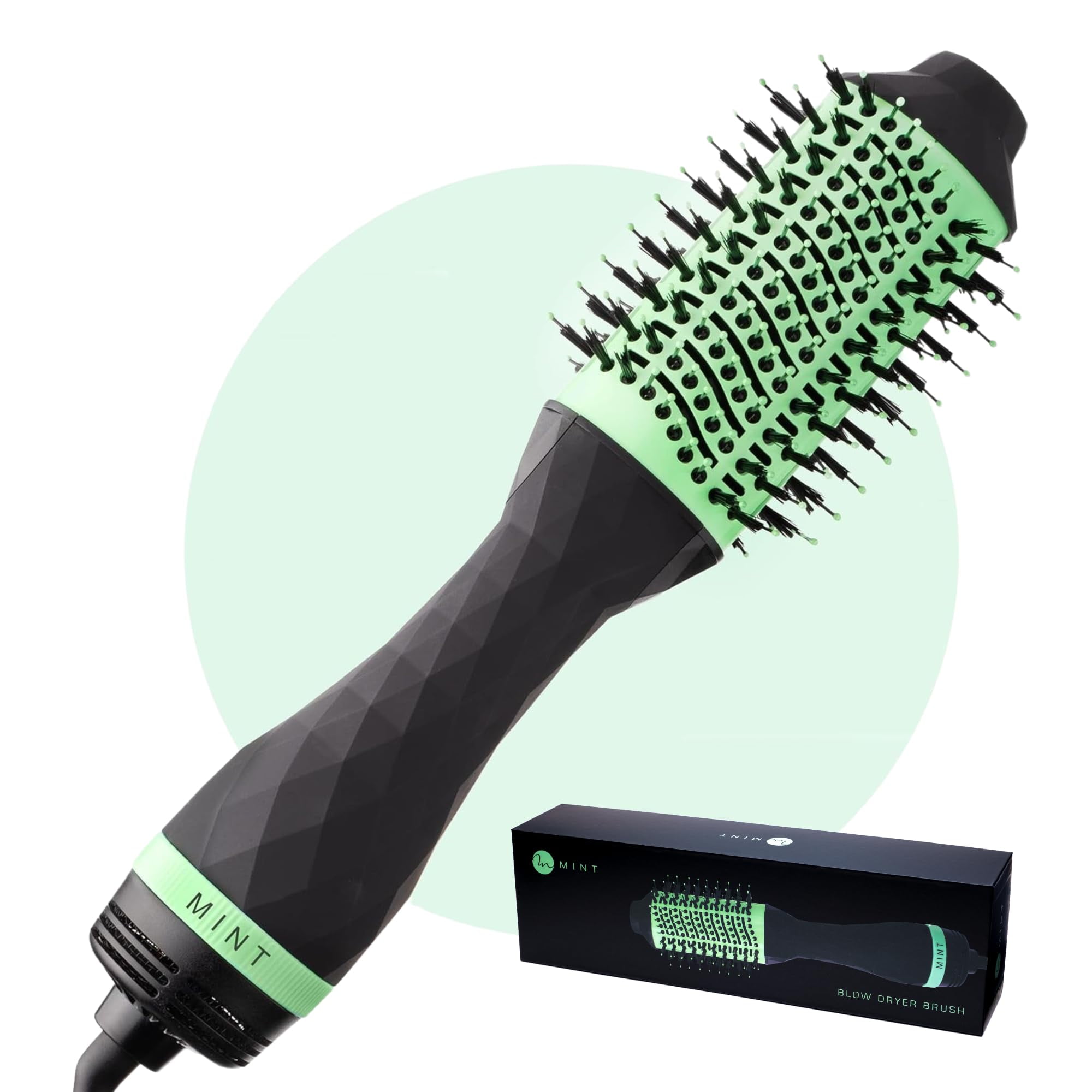 MINT Professional Series 5-in-1 Ionic Hair Dryer Brush, Black & Mint Green - Powerful Frizz ...