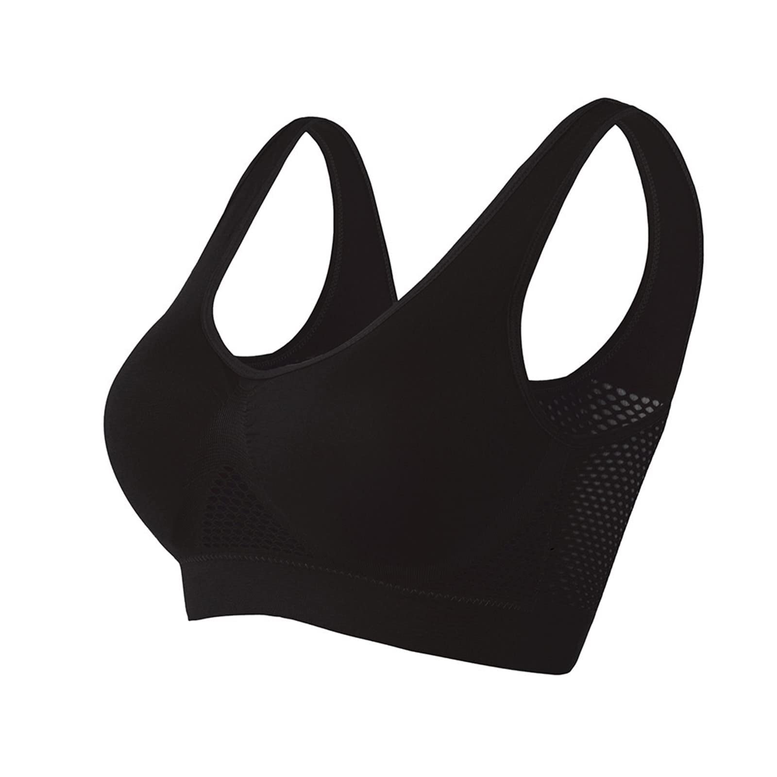 MINTREUS Women's Sports Bra Moderate Support Wide Strap Mesh Breathable ...