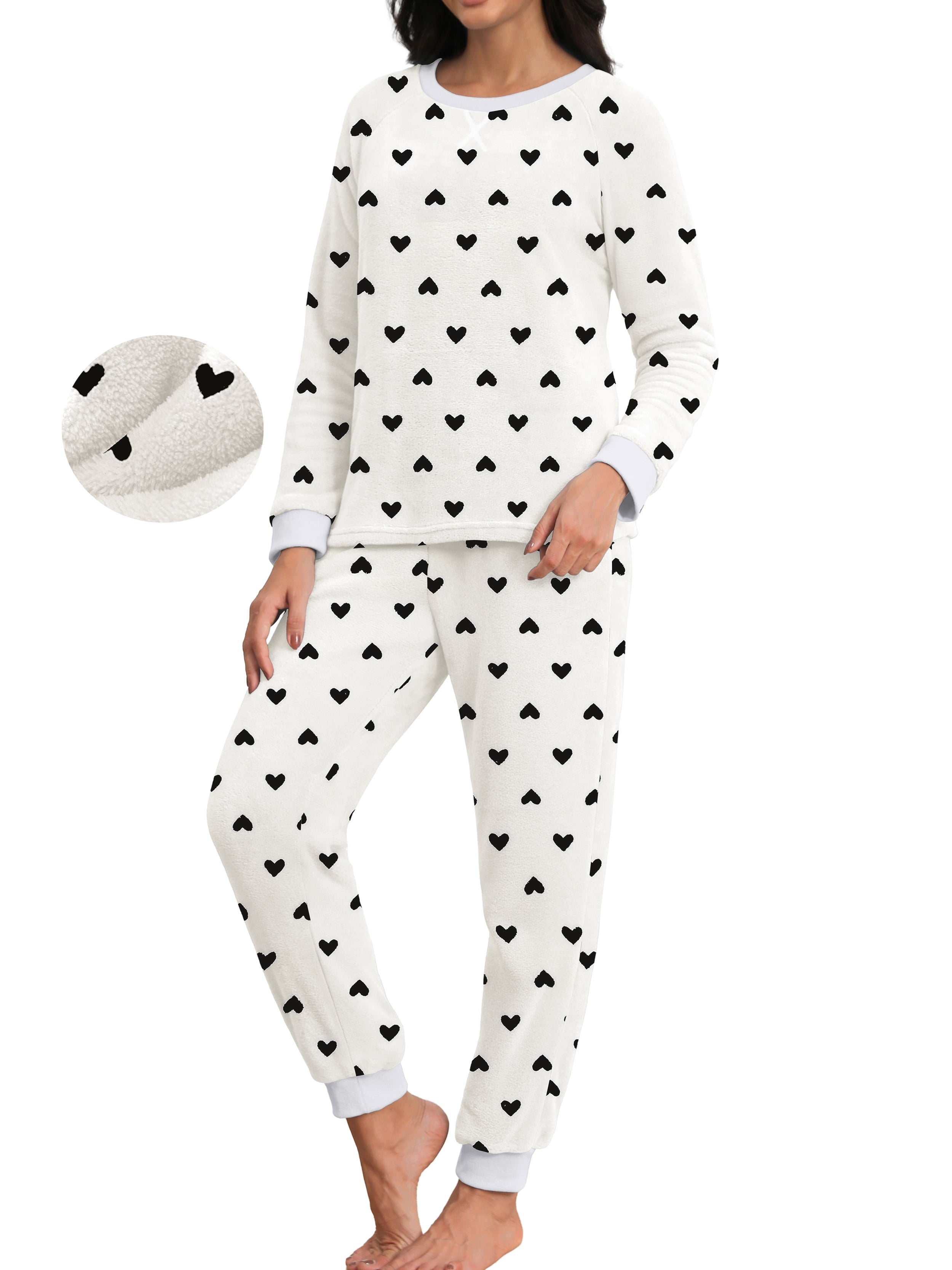 MINTREUS Fluffy Pajamas for Women Soft Comfy Pjs Sleepwear Loungewear ...